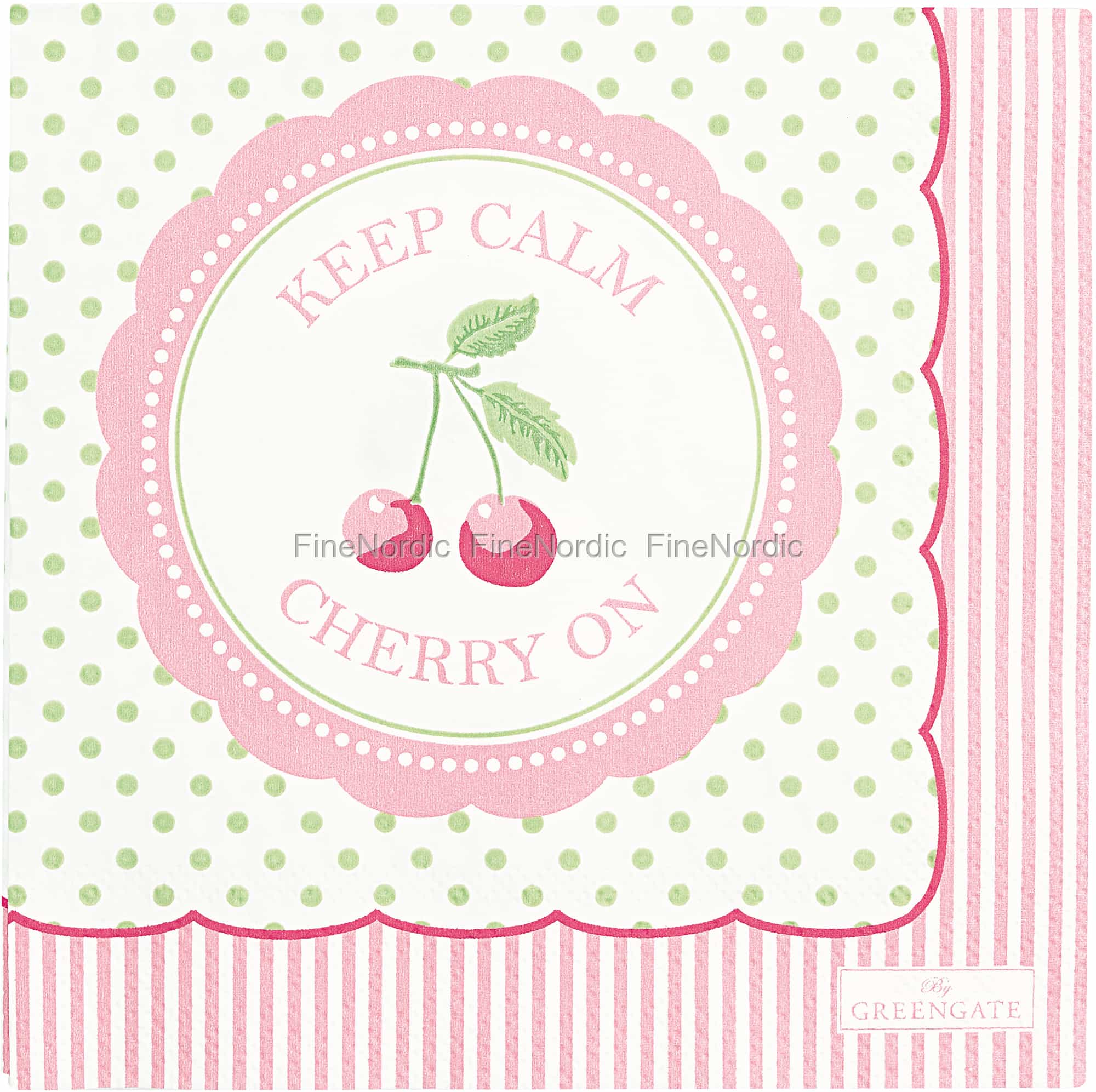 GreenGate Paper Napkins Cherry Berry Pale Green Small 20 pcs