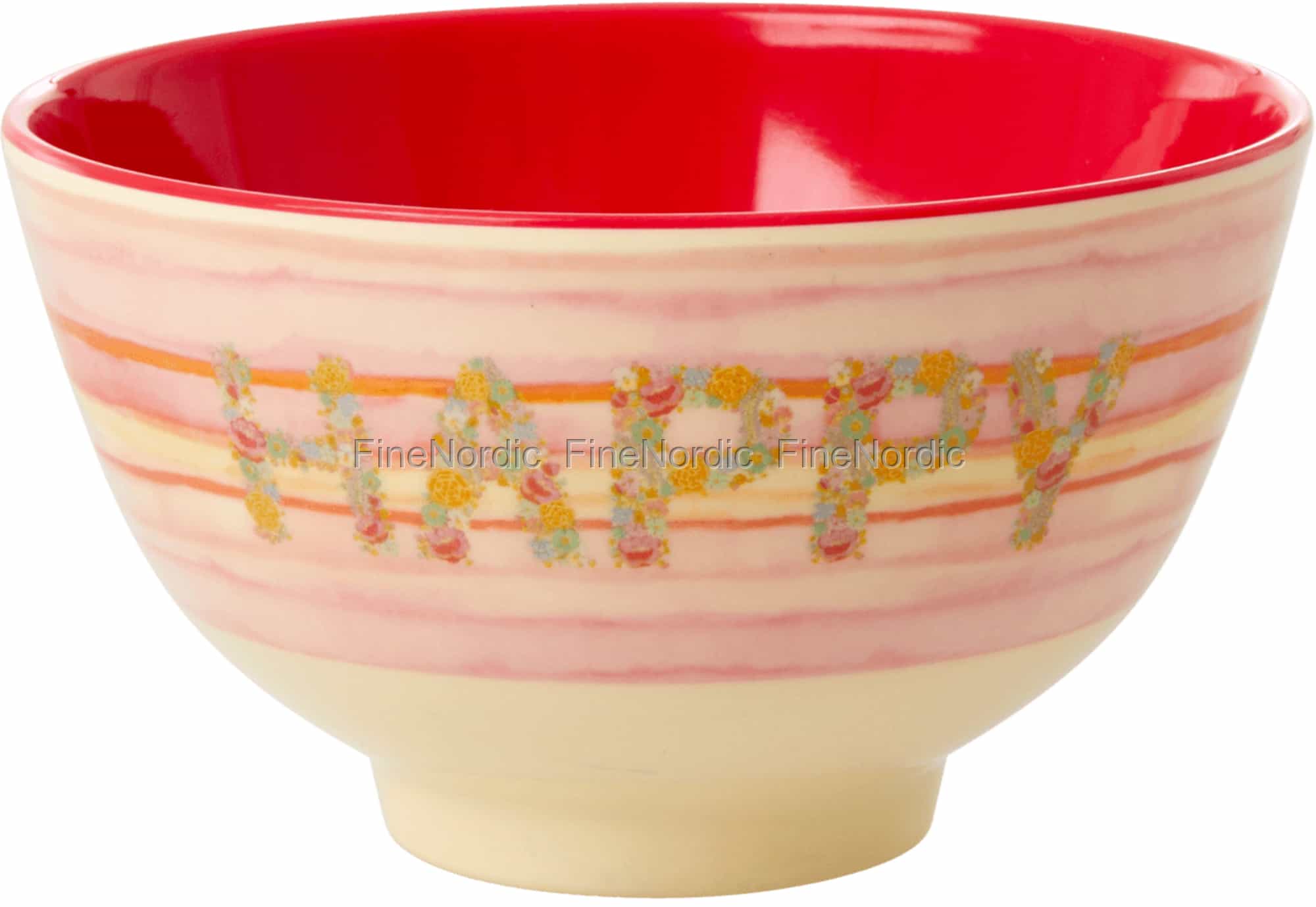 Rice Melamine Bowl - Happy Pink Print - Two Tone - Small