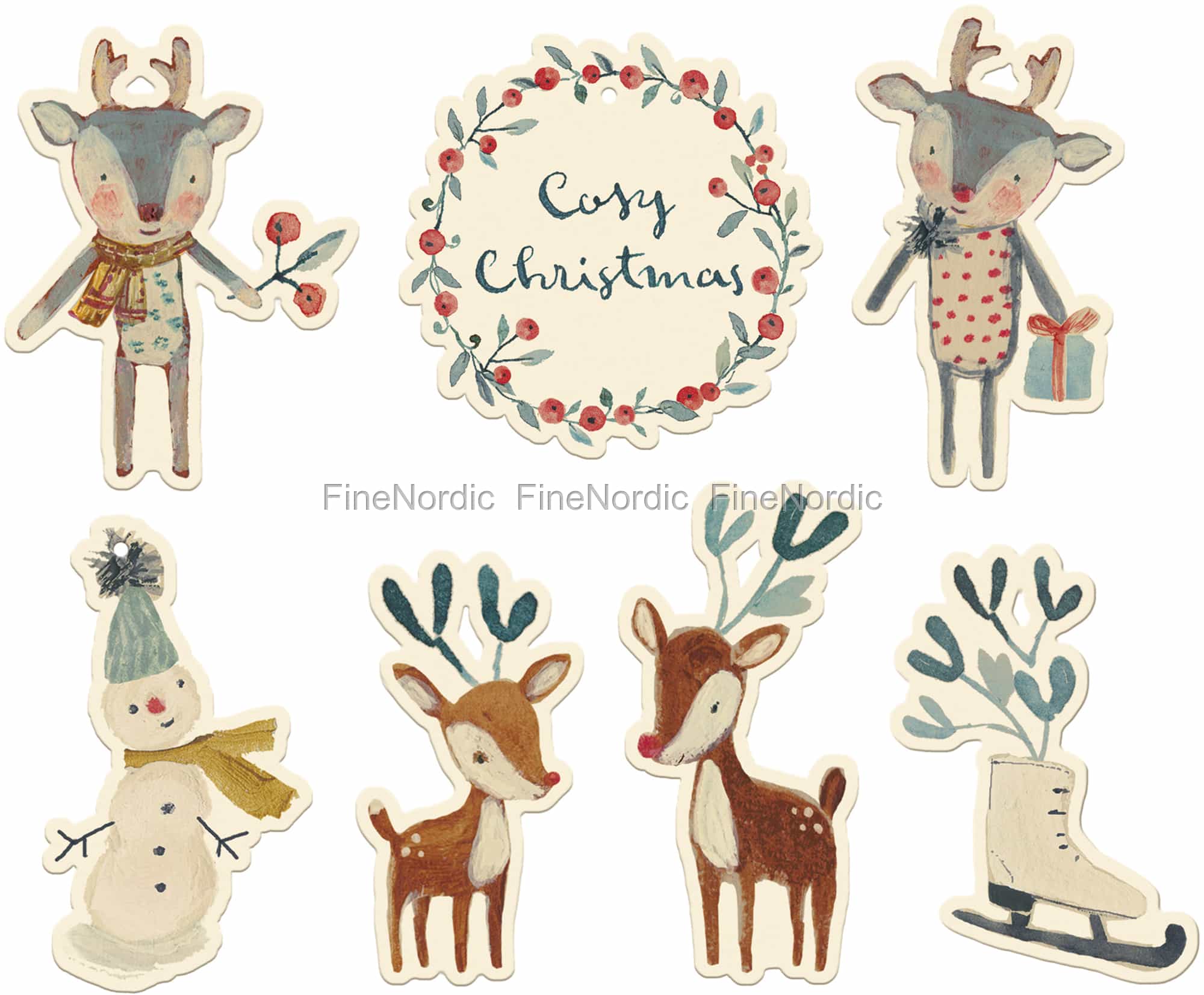 Maileg Gift Tags Cosy Christmas - Off White - 14 pcs