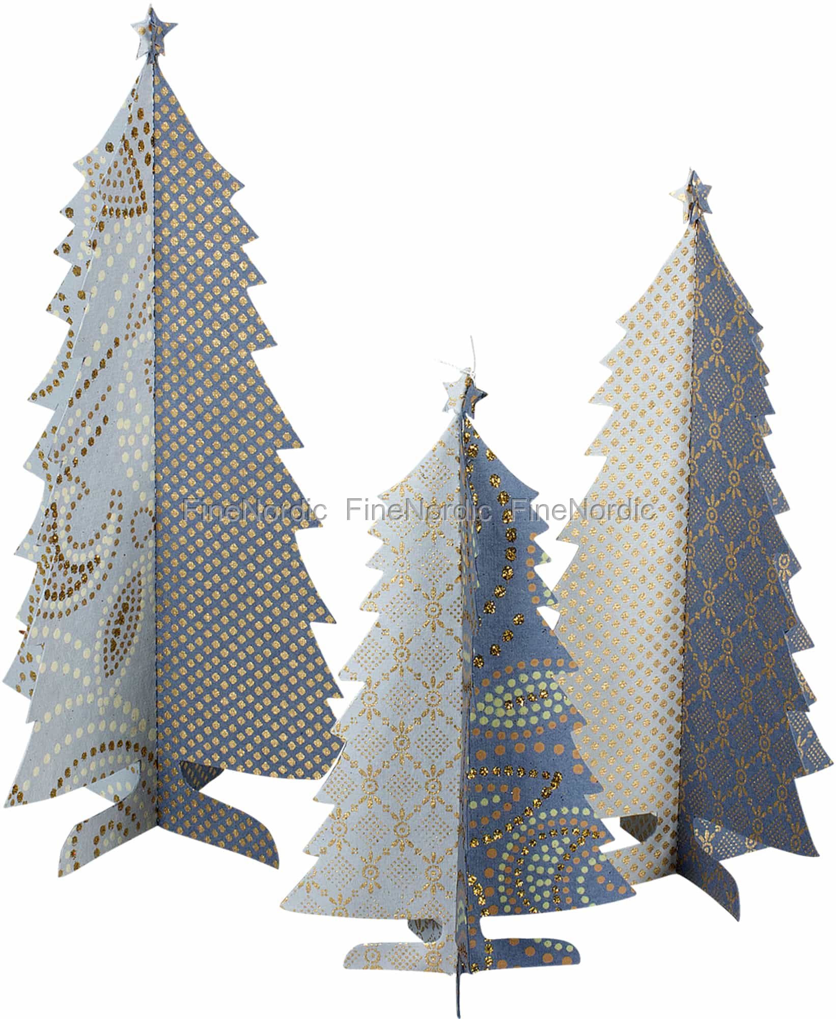 Maileg Paper Christmastrees Set Christmas - Blue - Set of 3