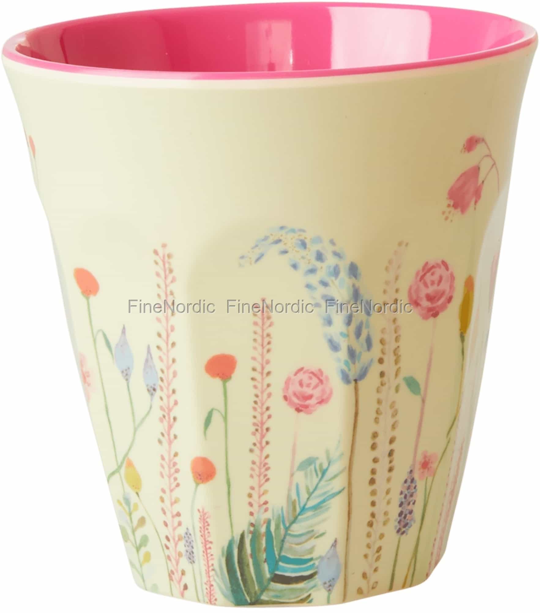 Rice Melamine Cup - Summer Flowers - Two Tone - Medium