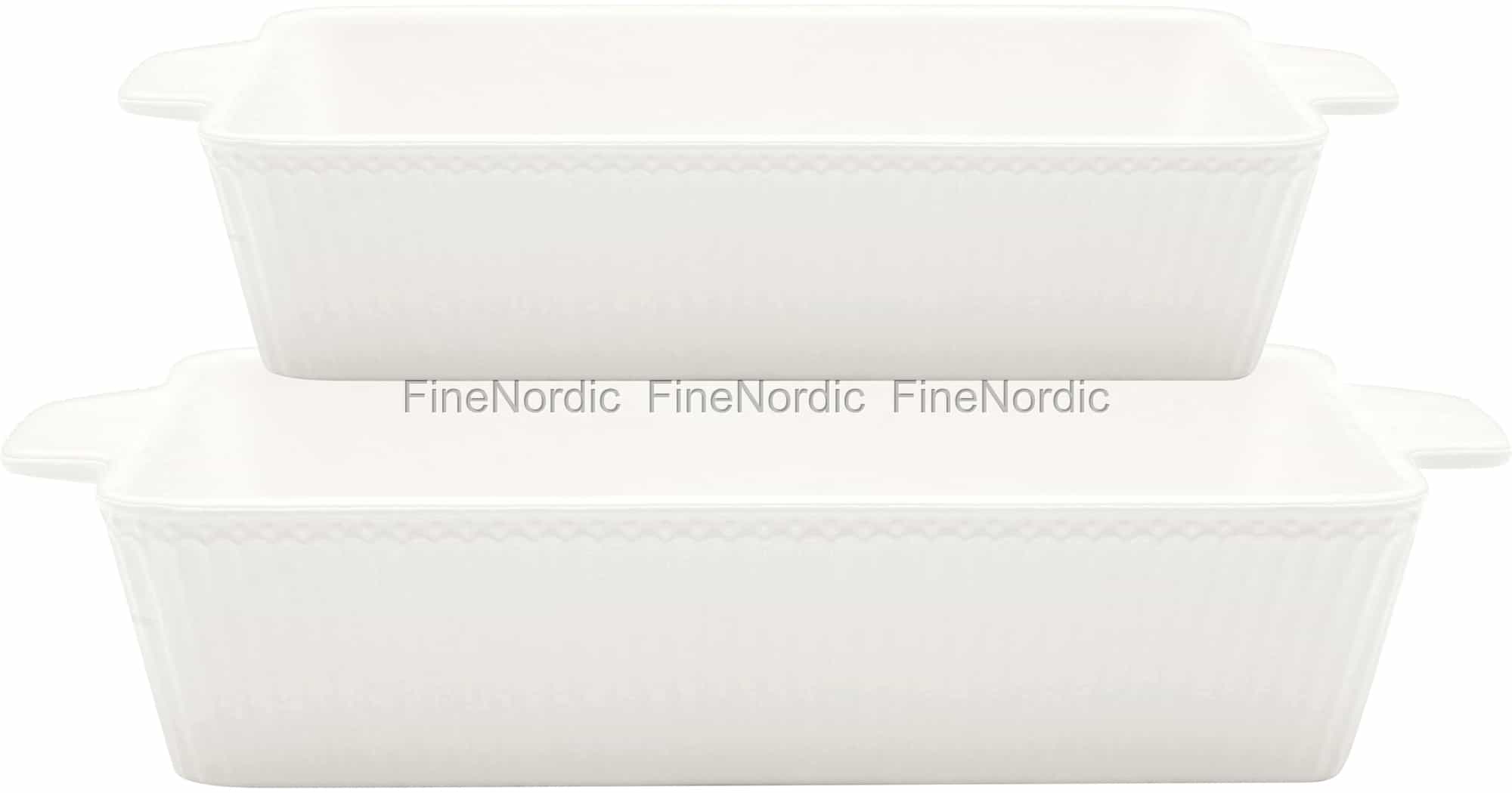 GreenGate Oven Dishes Alice White Rectangular Set of 2