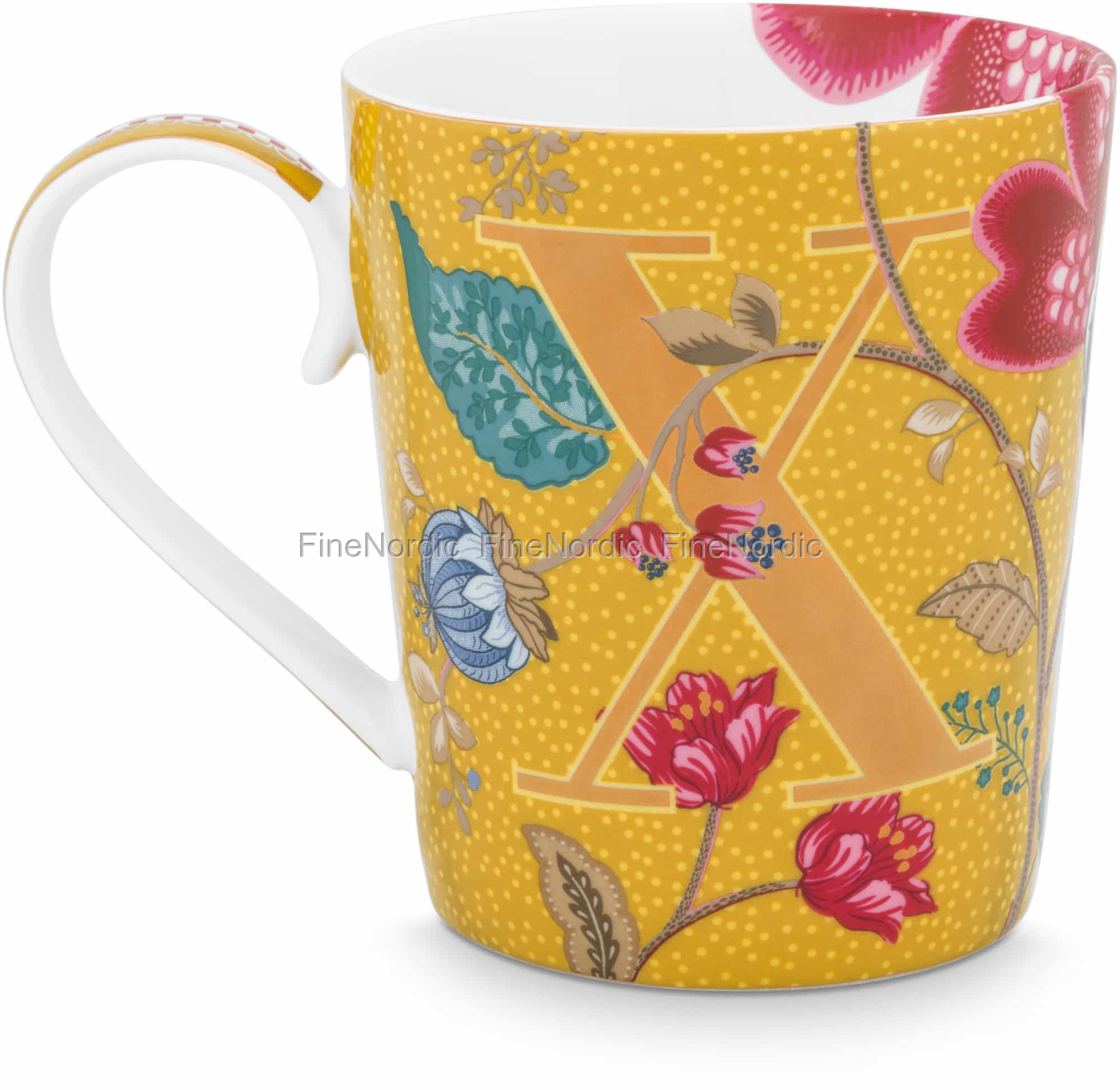 Pip Studio Letter X Mug - Alphabet Mug Blushing Birds Yellow in Gift Box