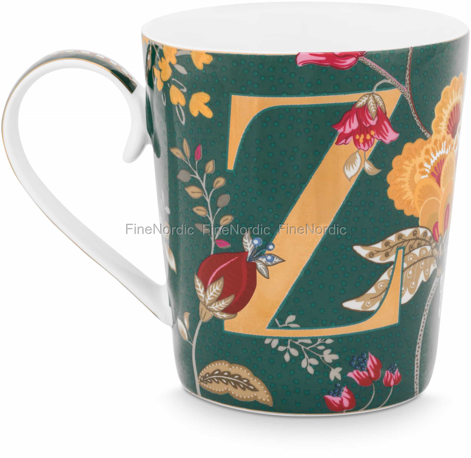 Pip Studio Letter Z Mug - Alphabet Mug Floral Fantasy Green in Gift Box