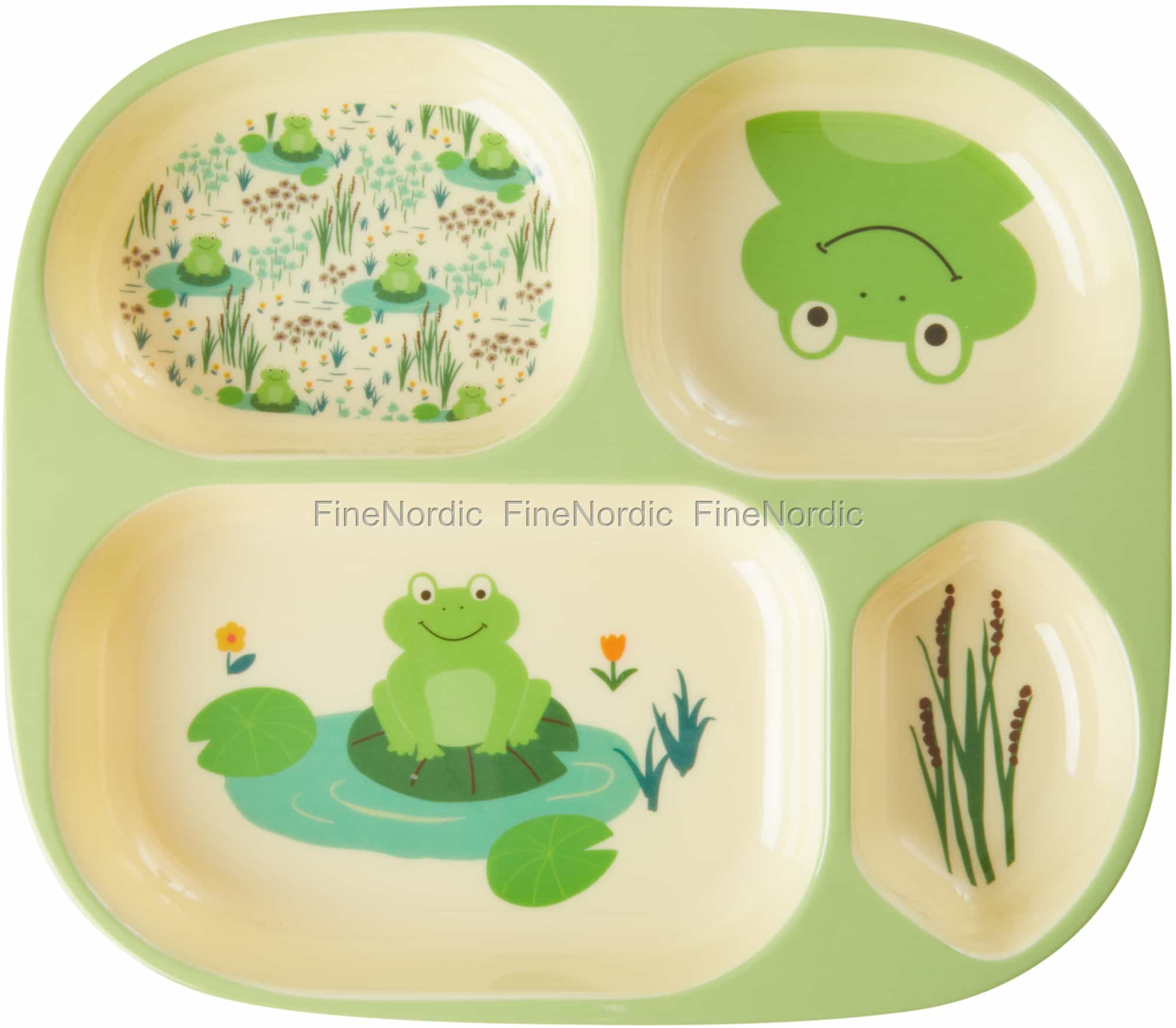 Rice Melamine Kids Plate with 4 Rooms - Frog