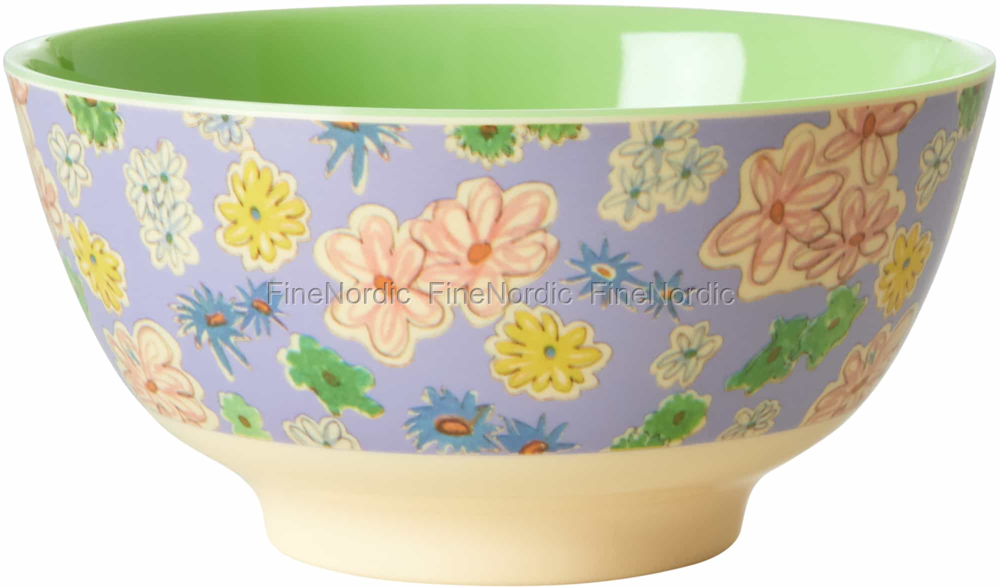 Rice Melamine Bowl - Flower Painting - Two Tone - Medium