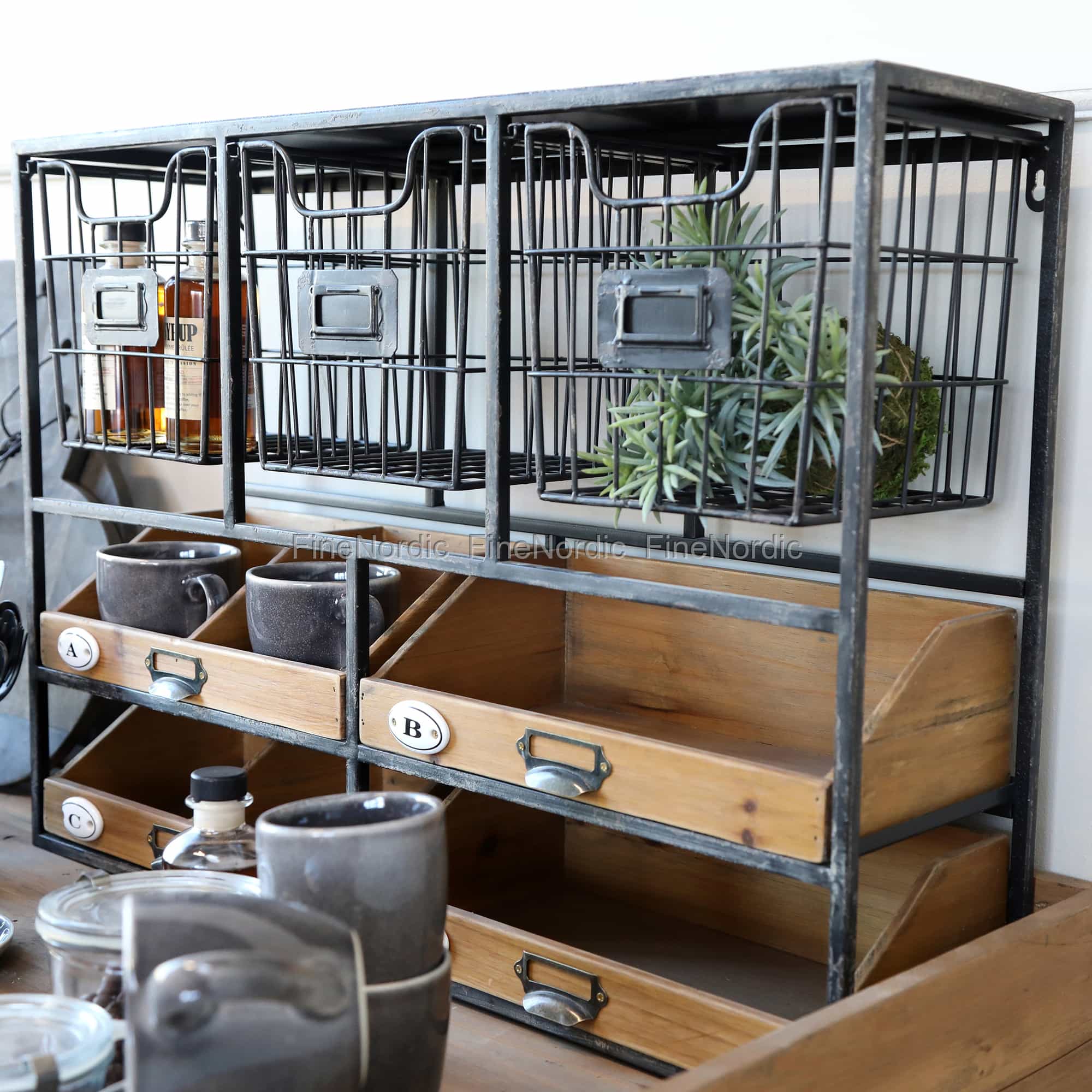 Chic Antique Wall Shelf with Drawers Antique Coal