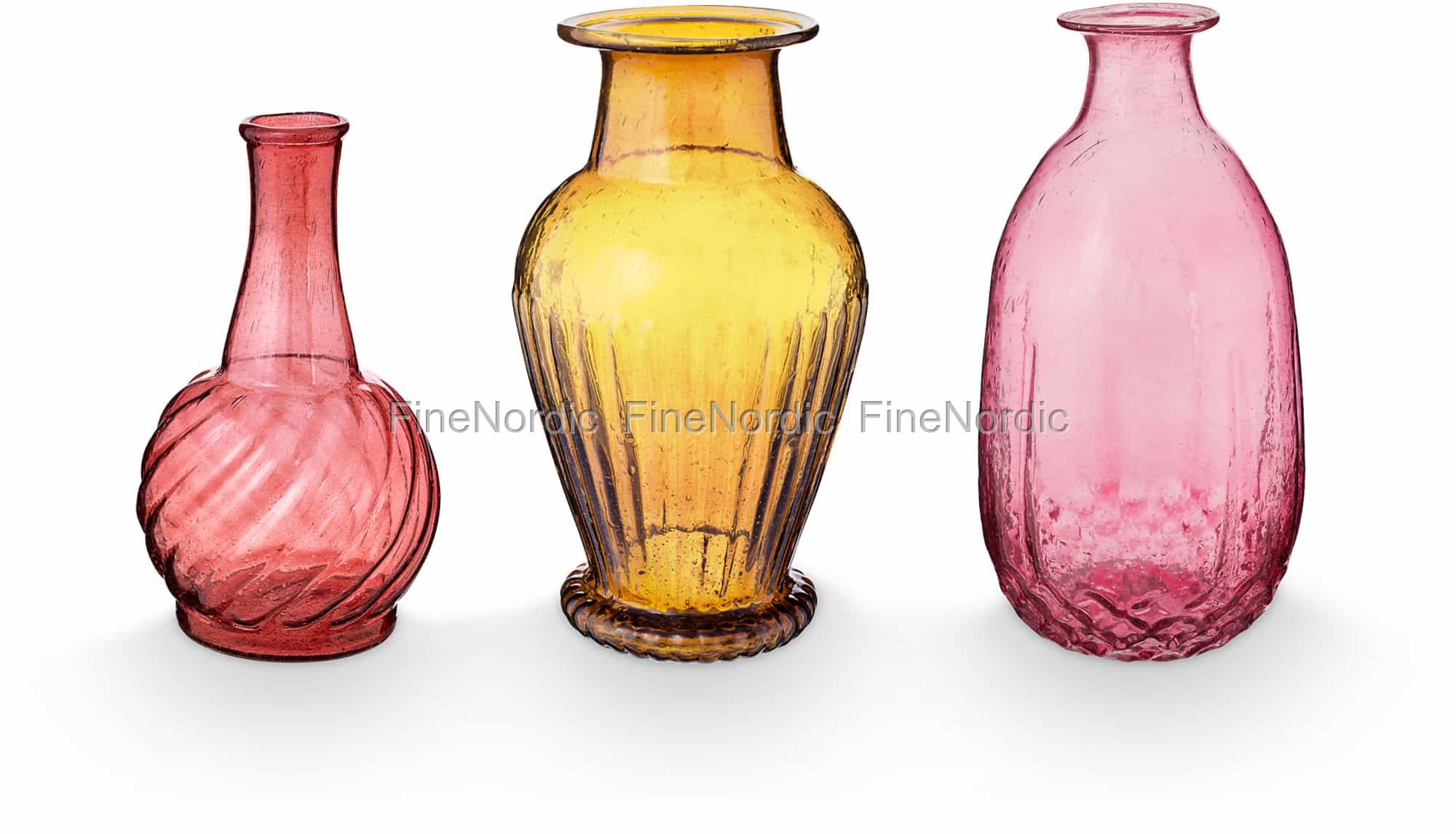Pip Studio glass vases M Pink / Yellow Set of 3