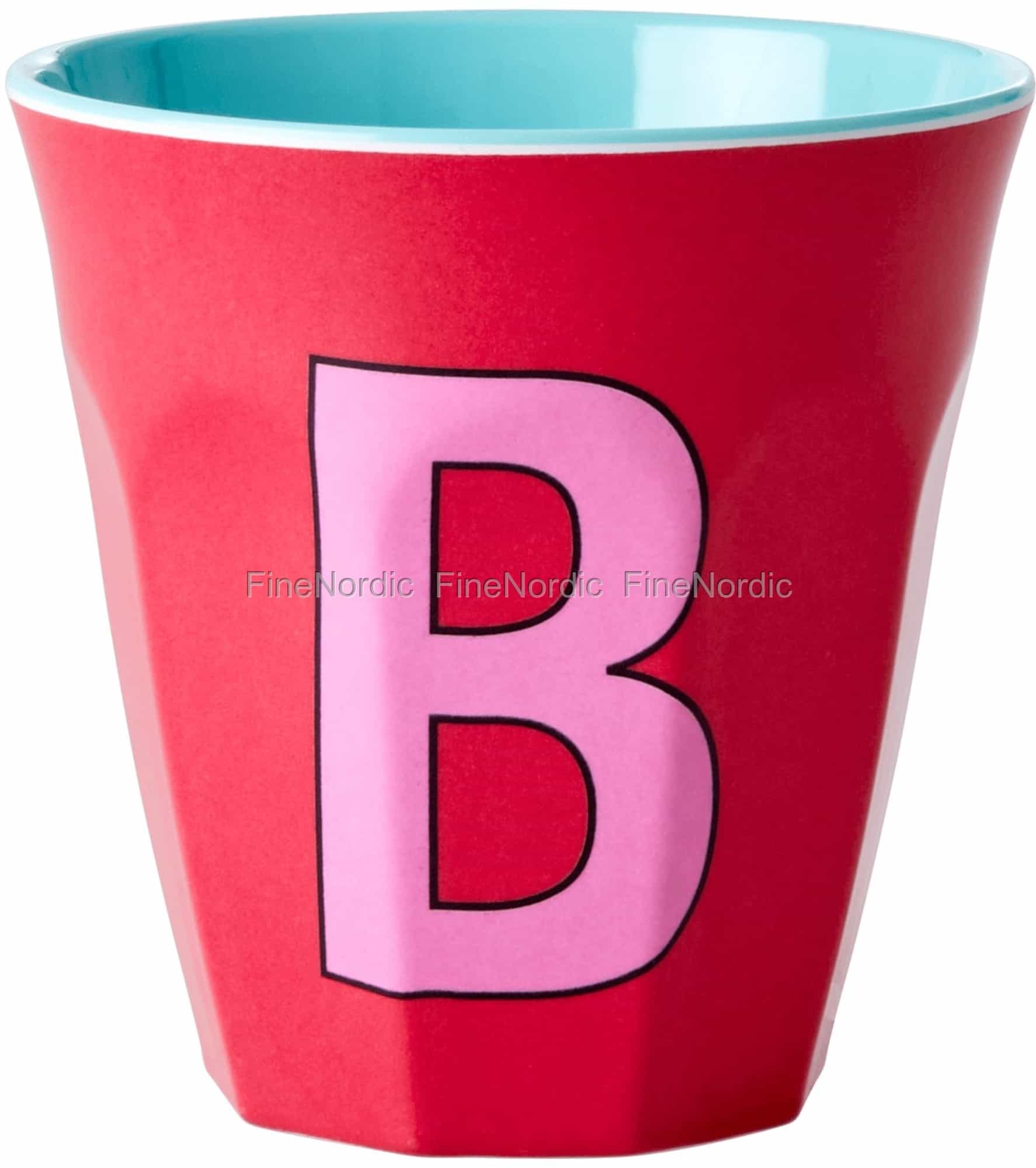 Rice Melamine Cup with the Letter B - Red - Medium