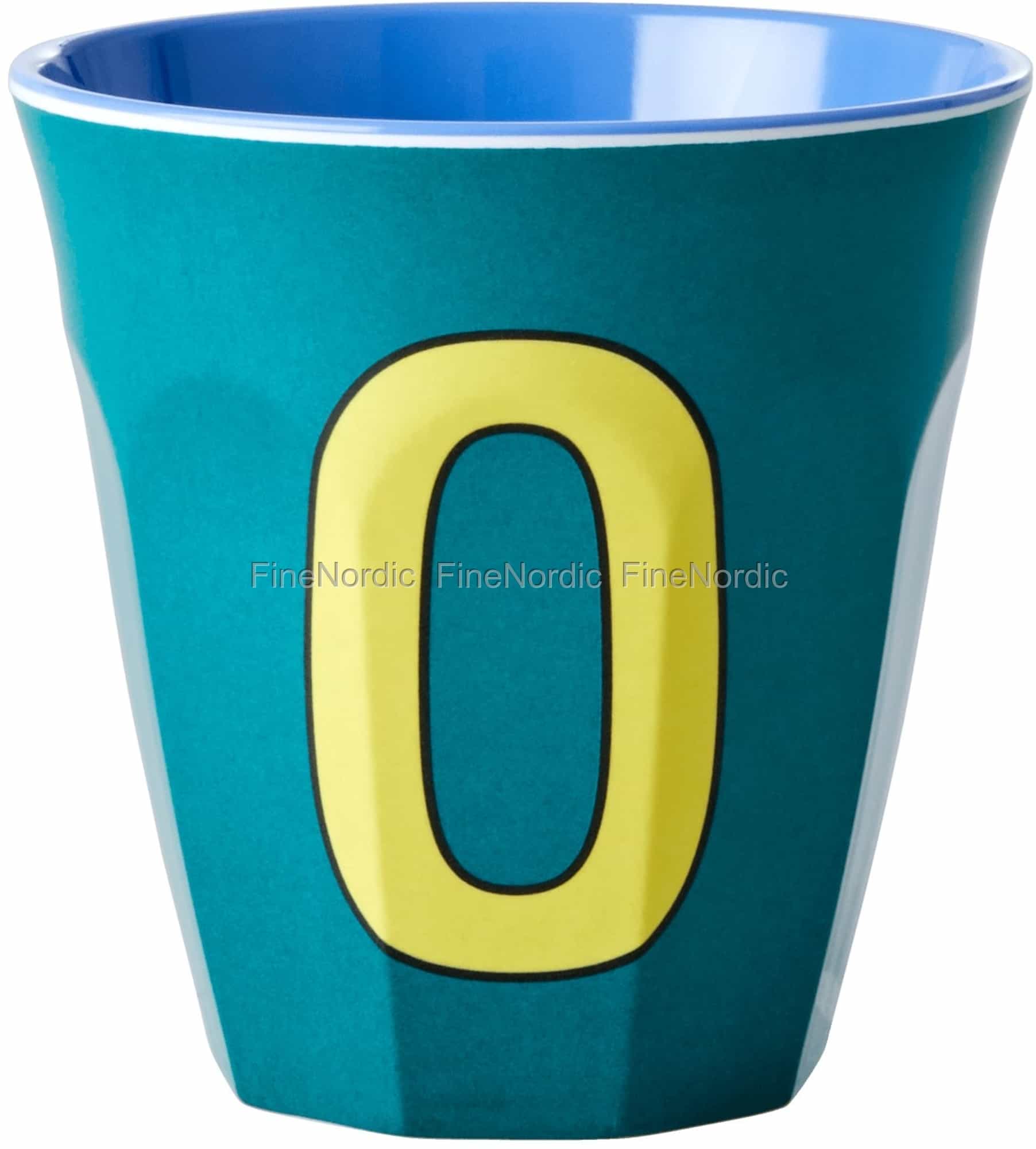 Rice Melamine Cup with the Letter O - Green - Medium