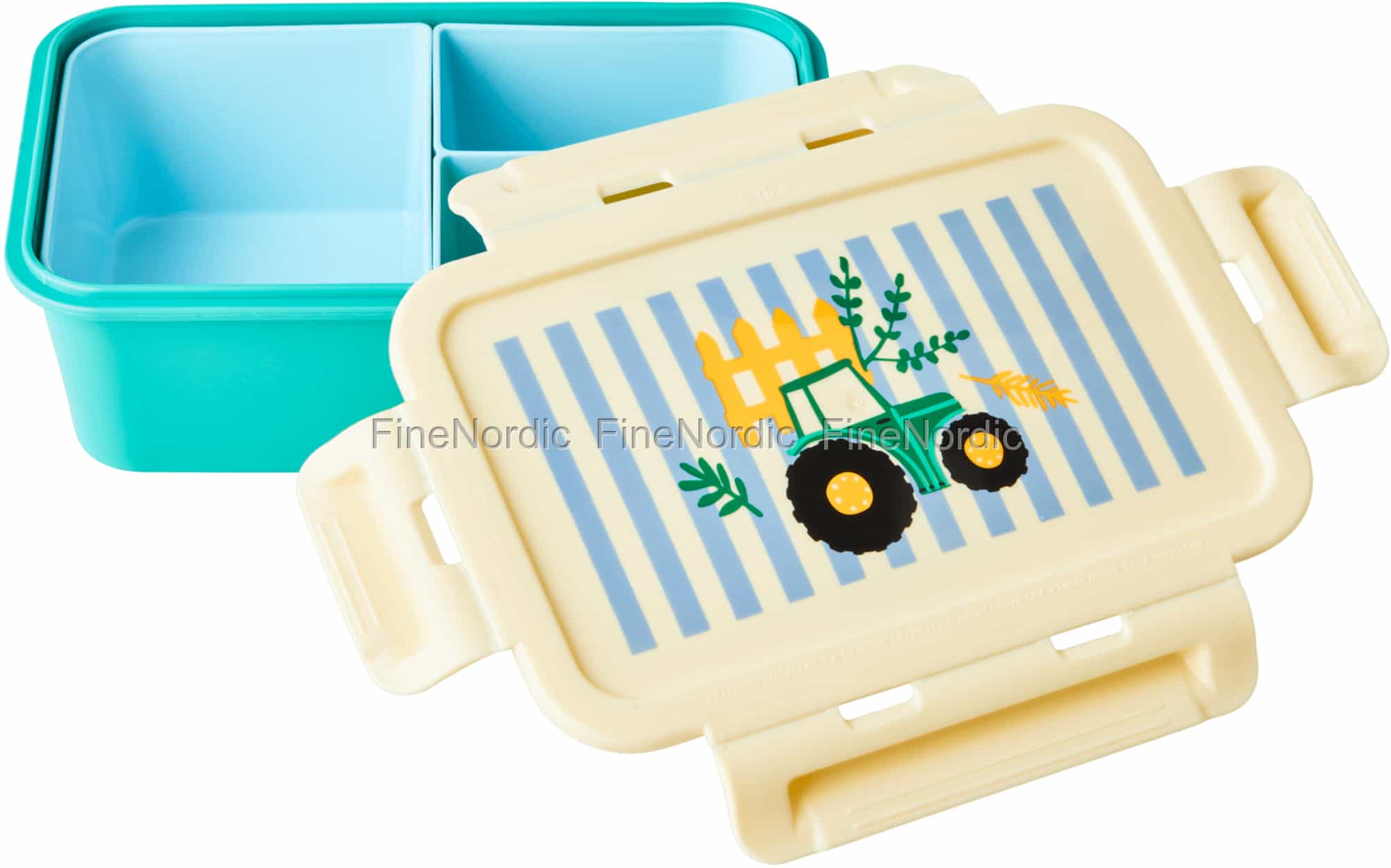 Rice Lunch Box with 3 Inserts - Farm - Soft Blue