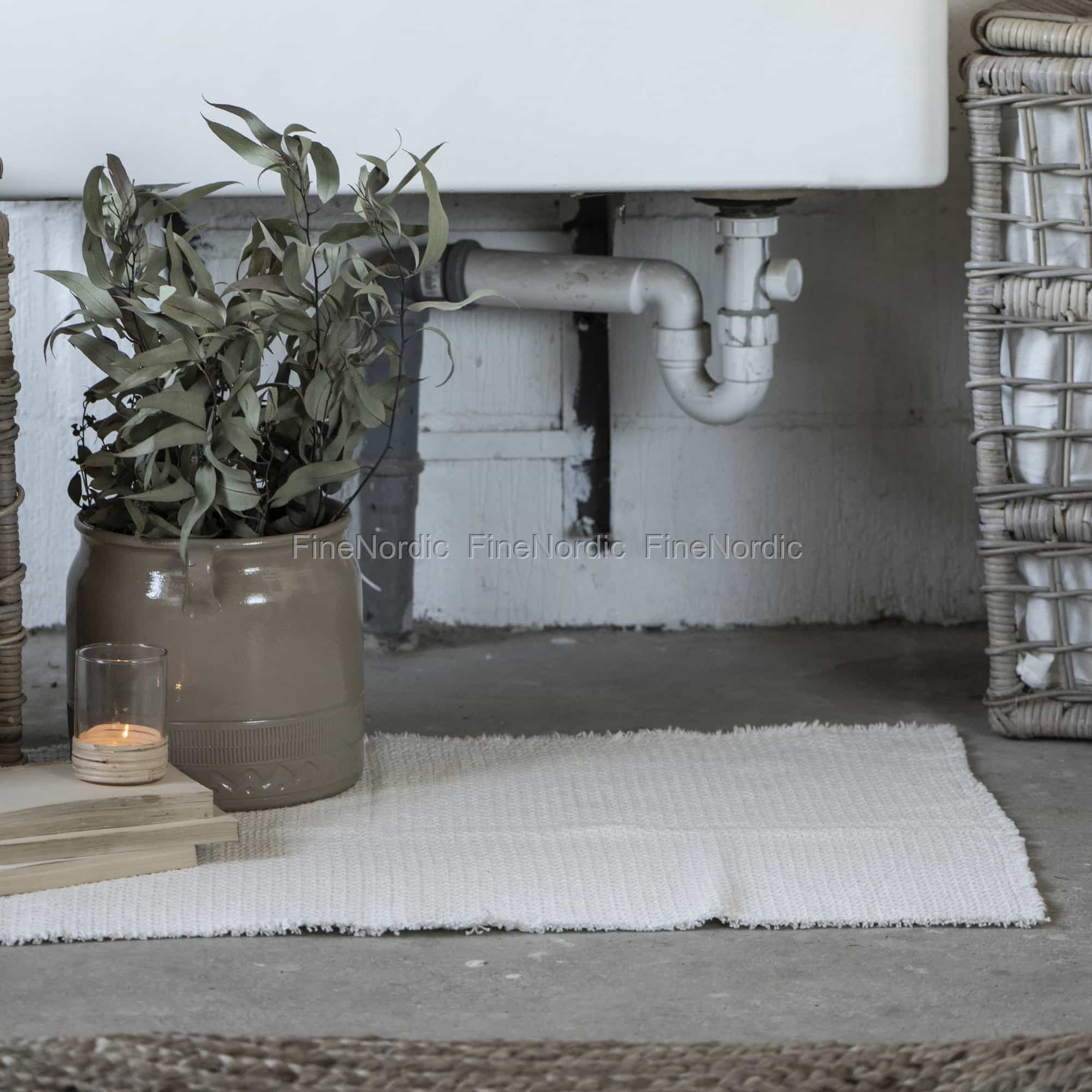 Ib Laursen Bathroom Rug White Thick Waffle Cotton White