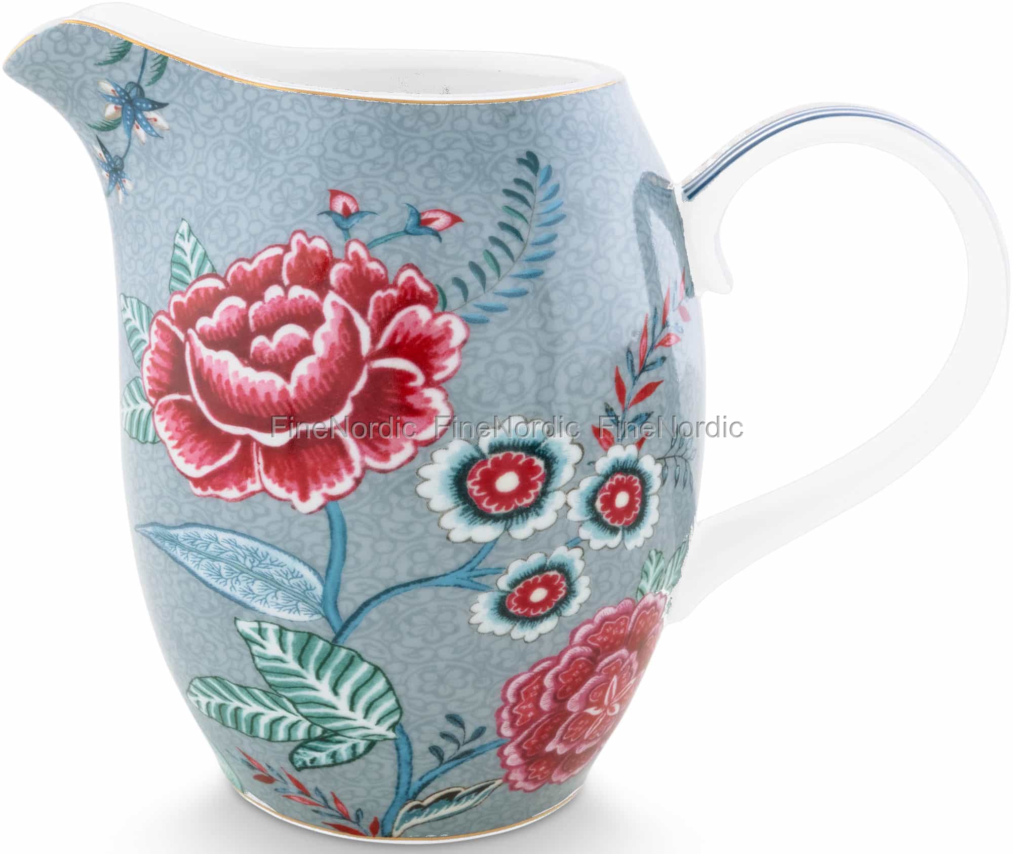 Pip Studio Jug Large Flower Festival Light Blue 950 ml