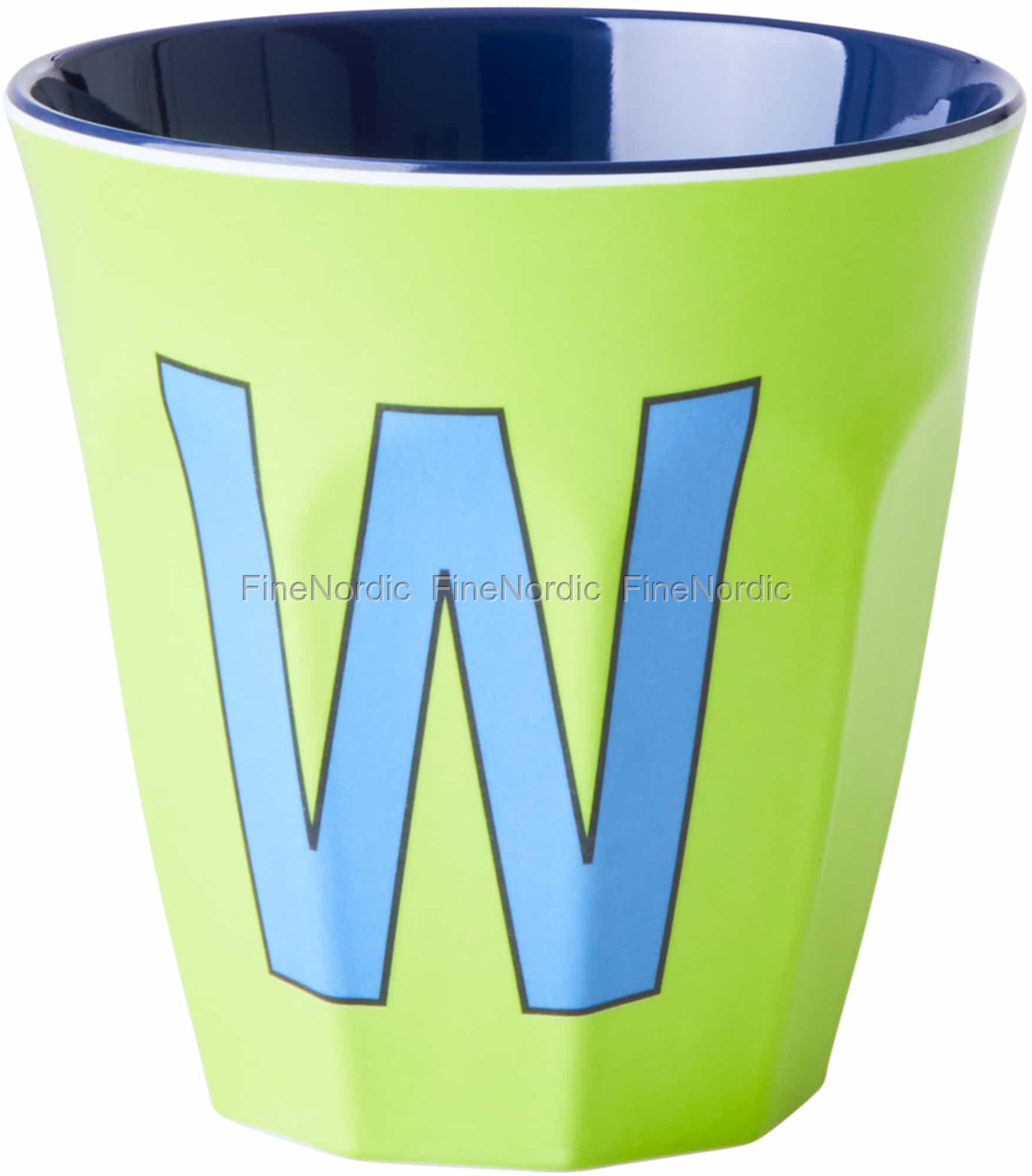 Rice Melamine Cup with the Letter W - Lime Green - Medium