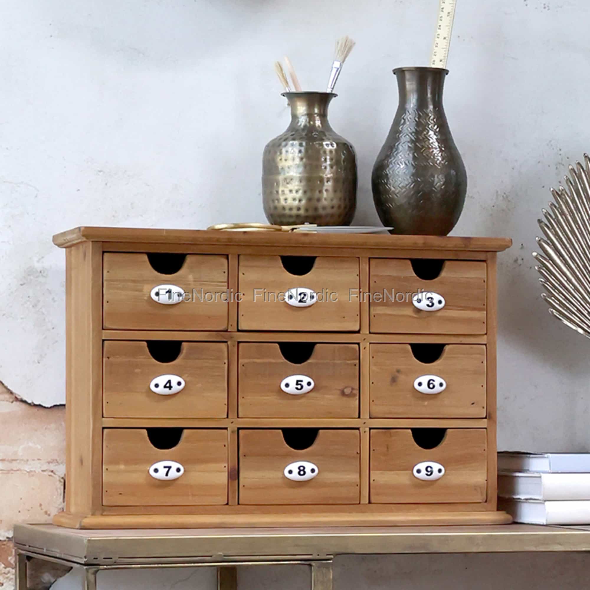 Chic Antique Sorting Shelf with 9 Drawers