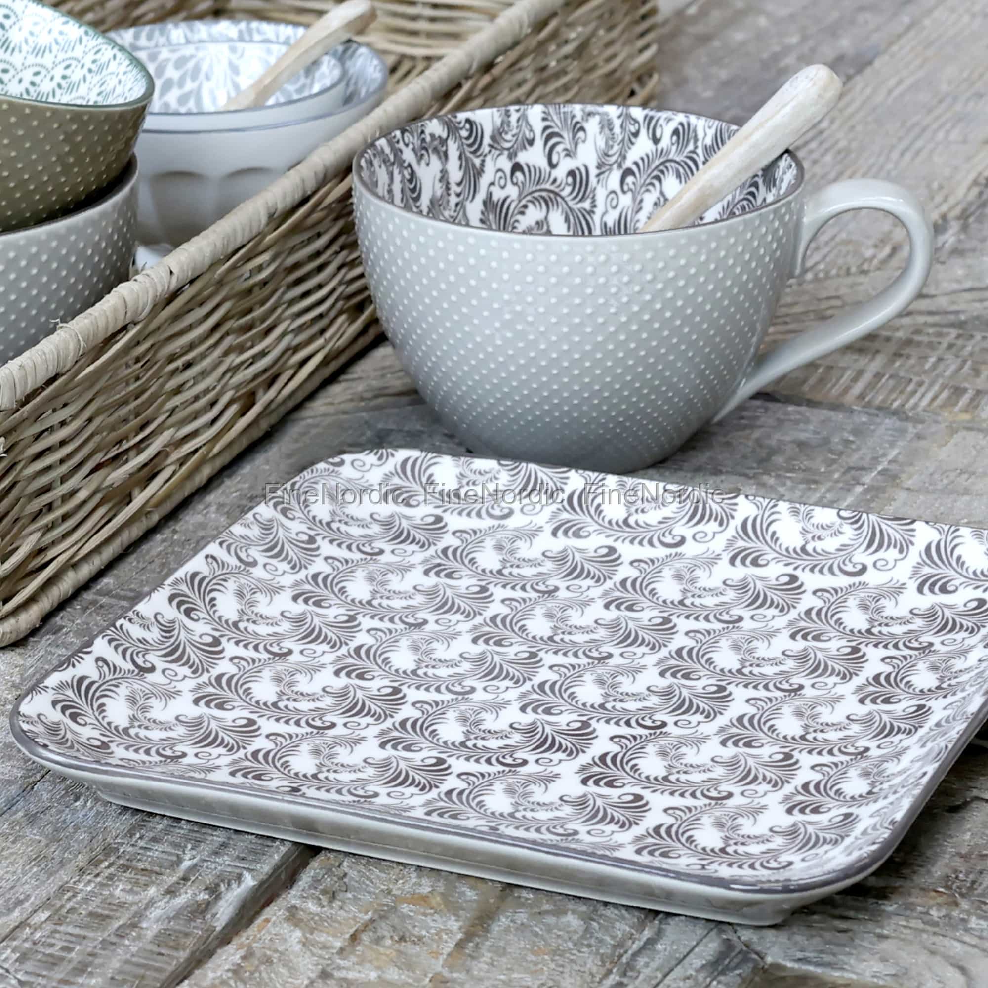 Chic Antique Arés Plate Square with Pattern Mocca