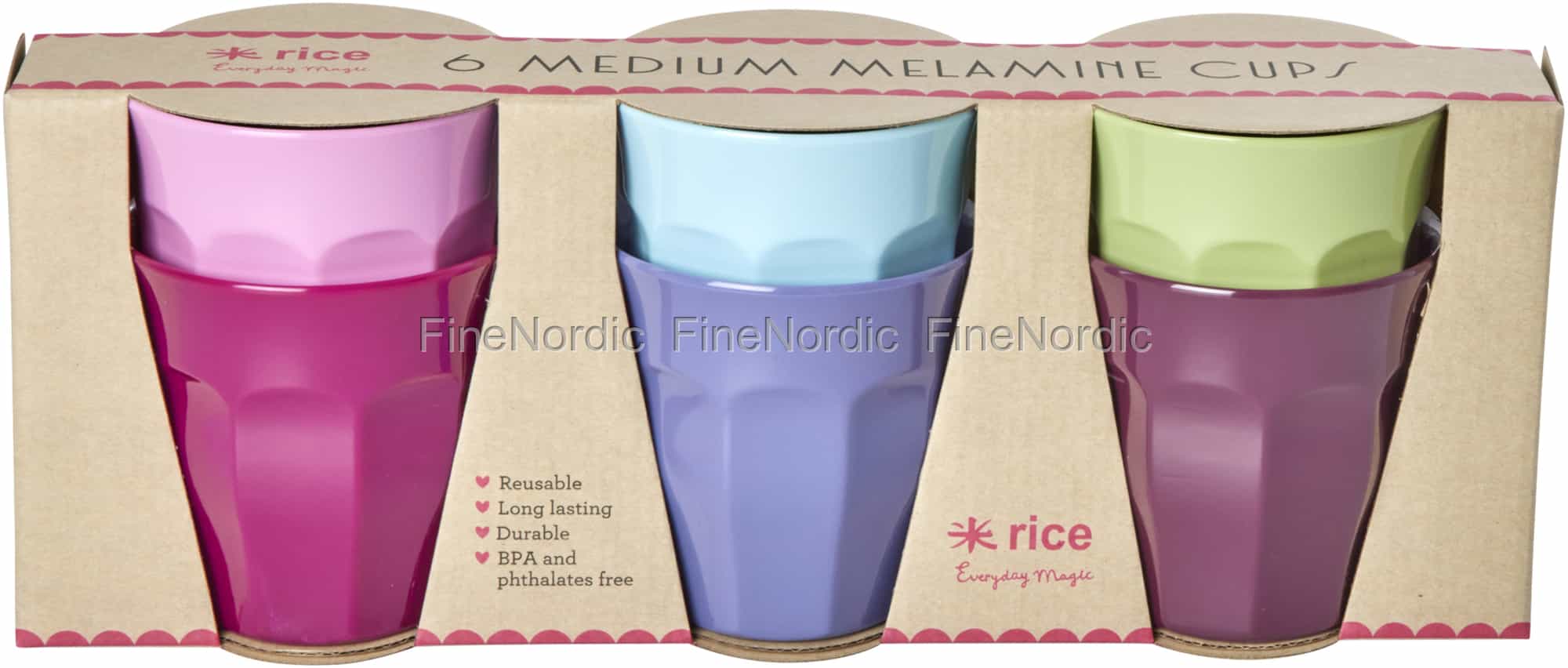 Rice Melamine Cups - AW23 Colors - Medium - Set of 6 in Giftbox