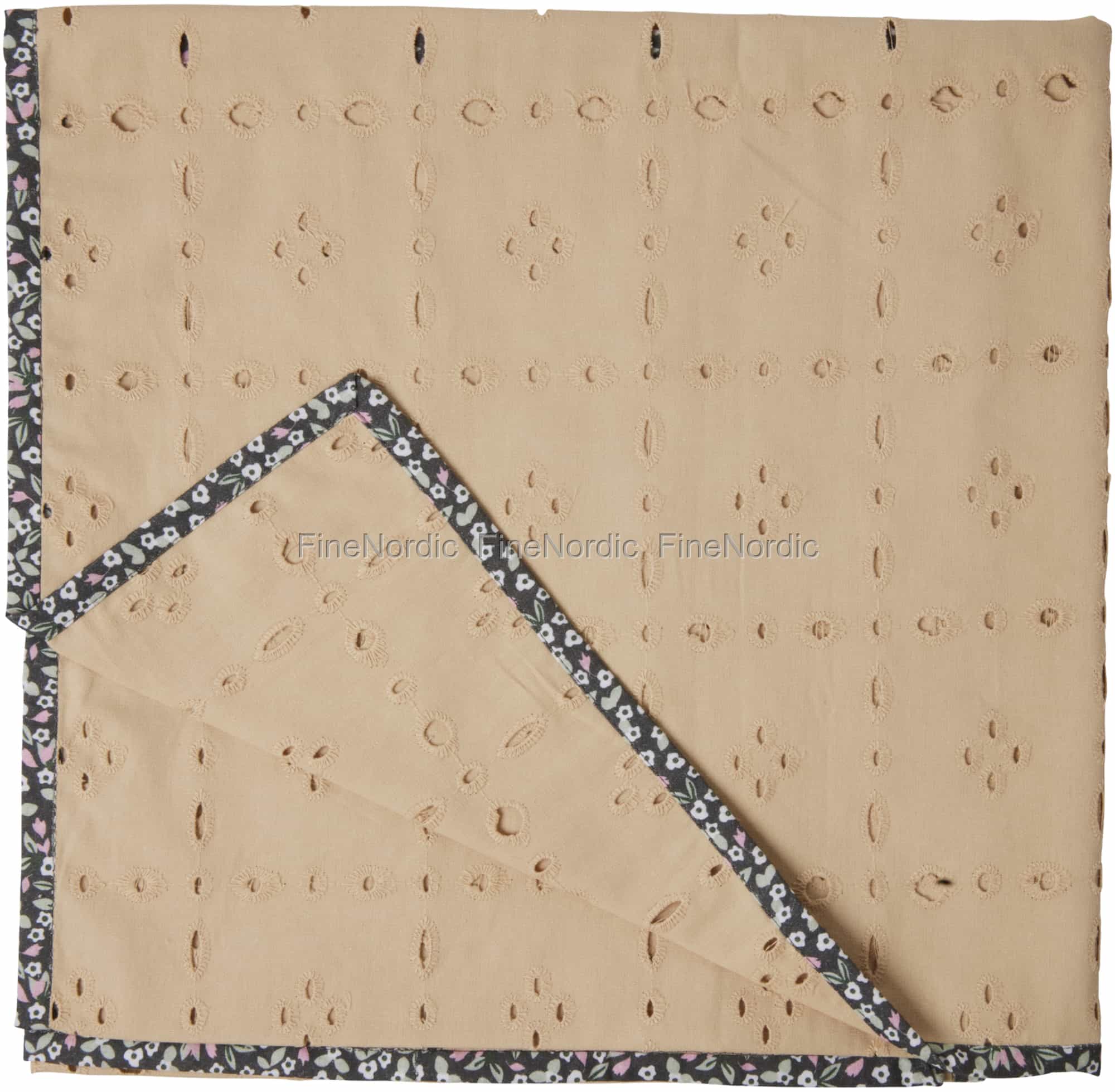 Rice Table Cloth Broidery Anglaise with Flower Print Edge - Beige 100 x ...