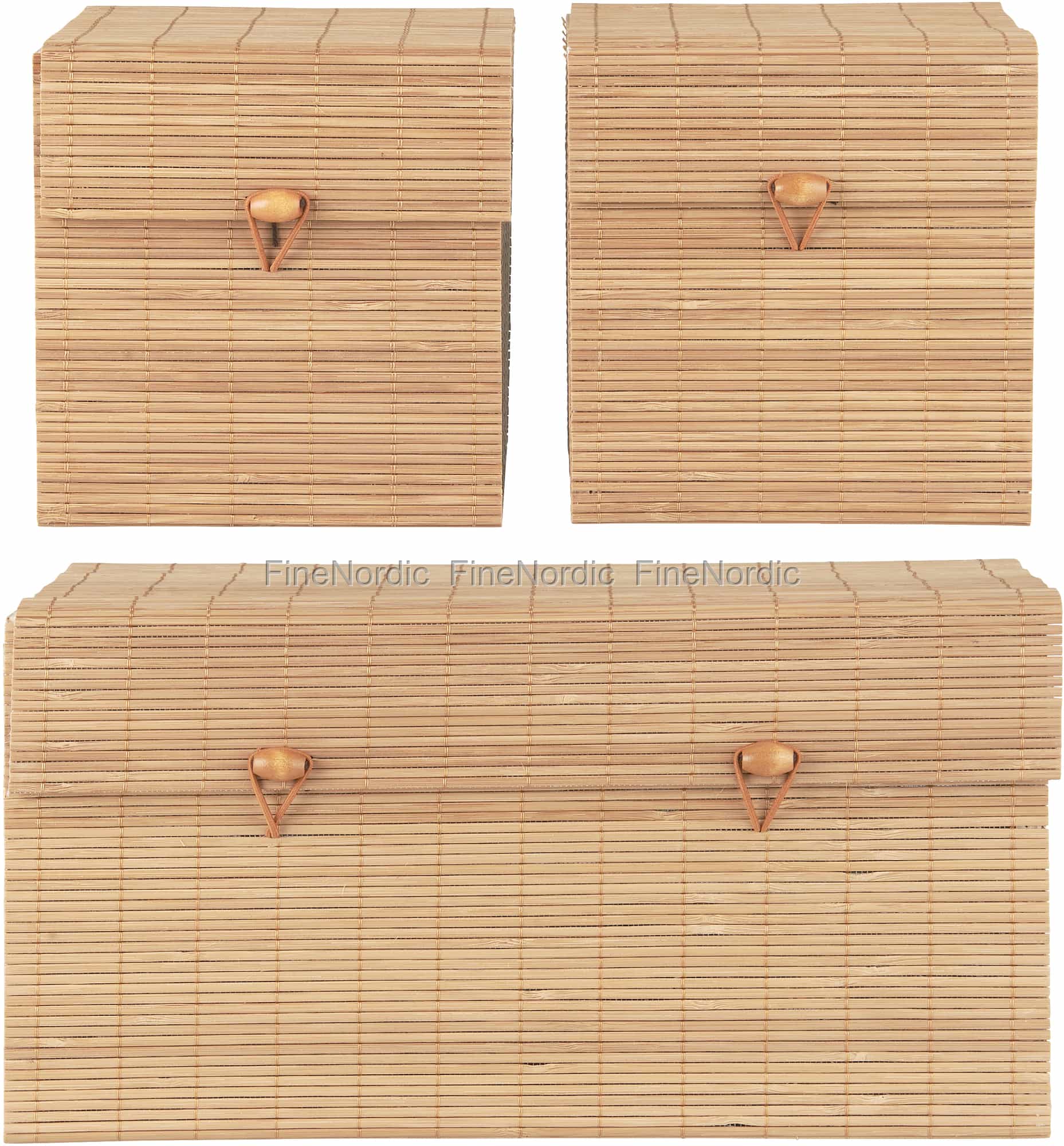Ib Laursen Boxes Bamboo Lid 1 Oblong 2 Square Set of 3
