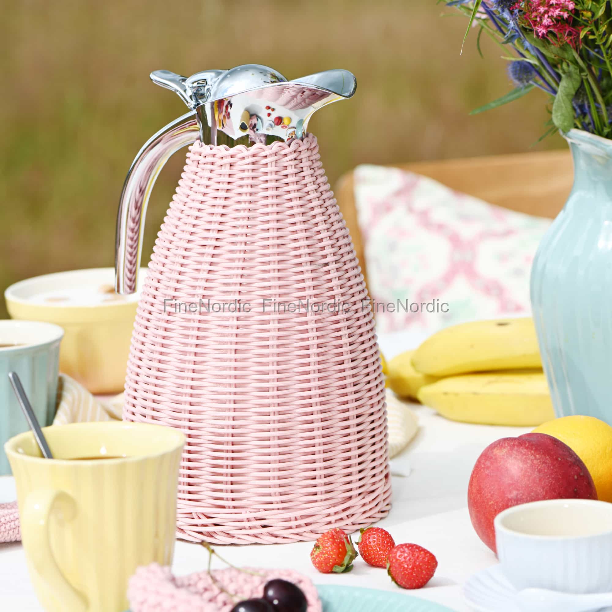 Ib Laursen Thermos Light Pink Poly Rattan Braid 1,5 Liter