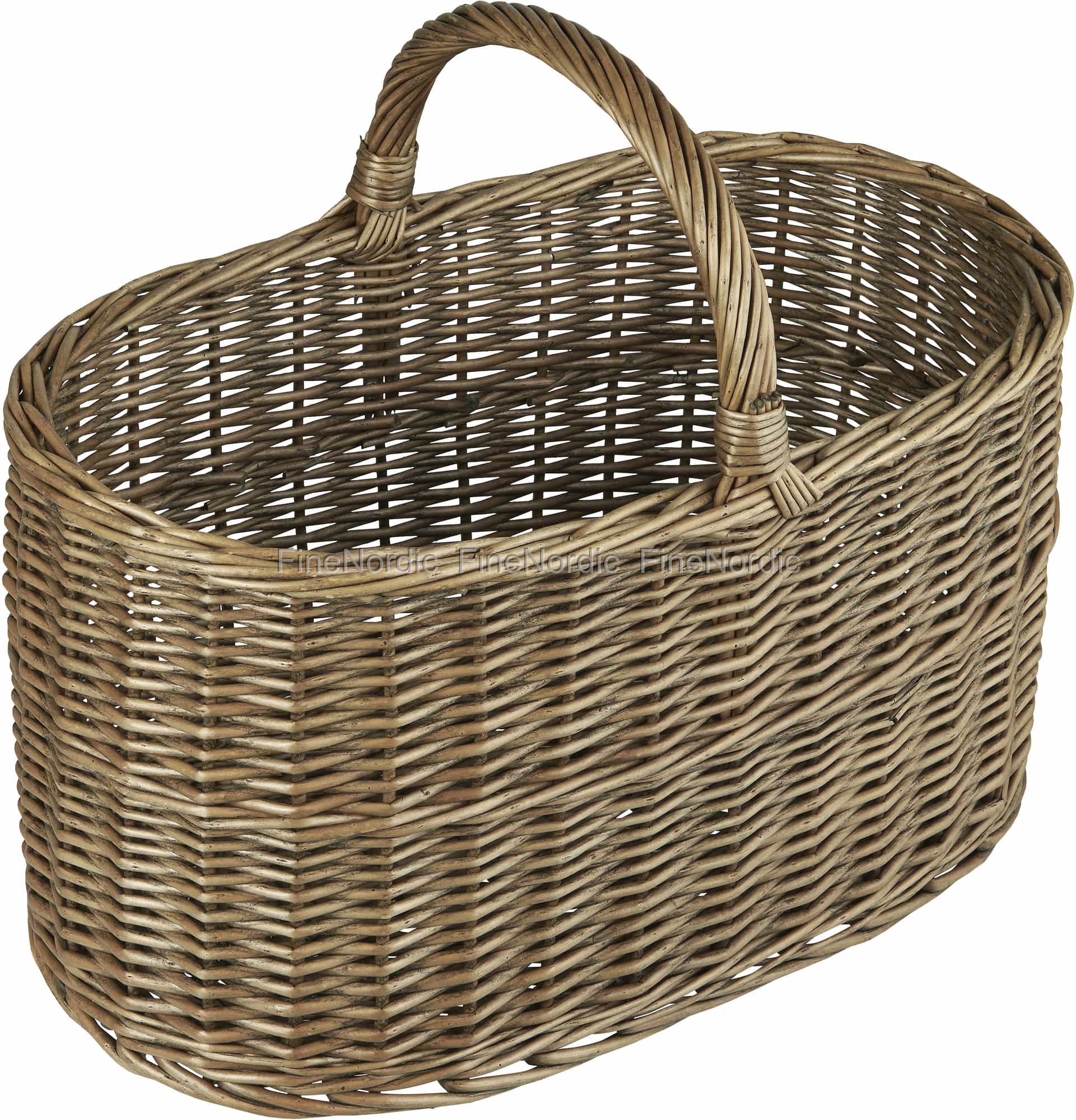 Ib Laursen Basket Oval with Straight Sides and Handle Across