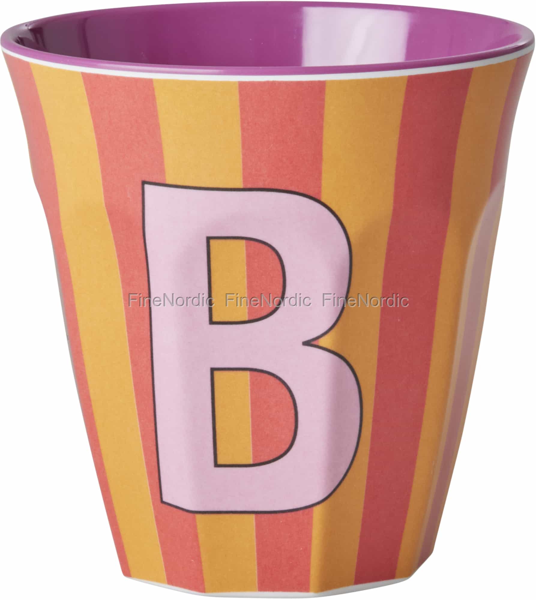 Rice Melamine Cup with the Letter B - Alphabet Stripes Pinkish