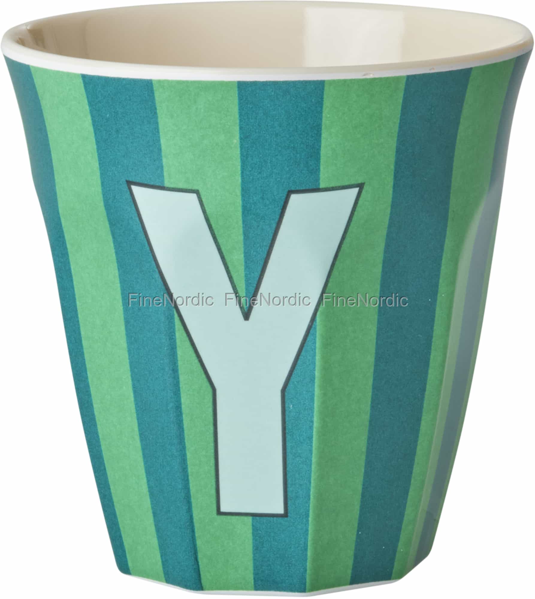 Rice Melamine Cup with the Letter Y - Alphabet Stripes Blueish
