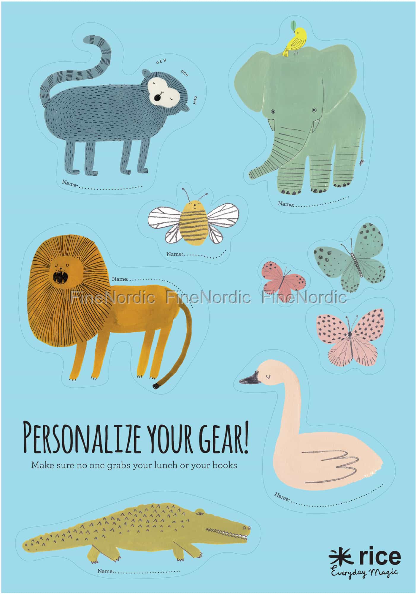 Rice Stickers to Personalize Your Lunchbox - Jungle Theme