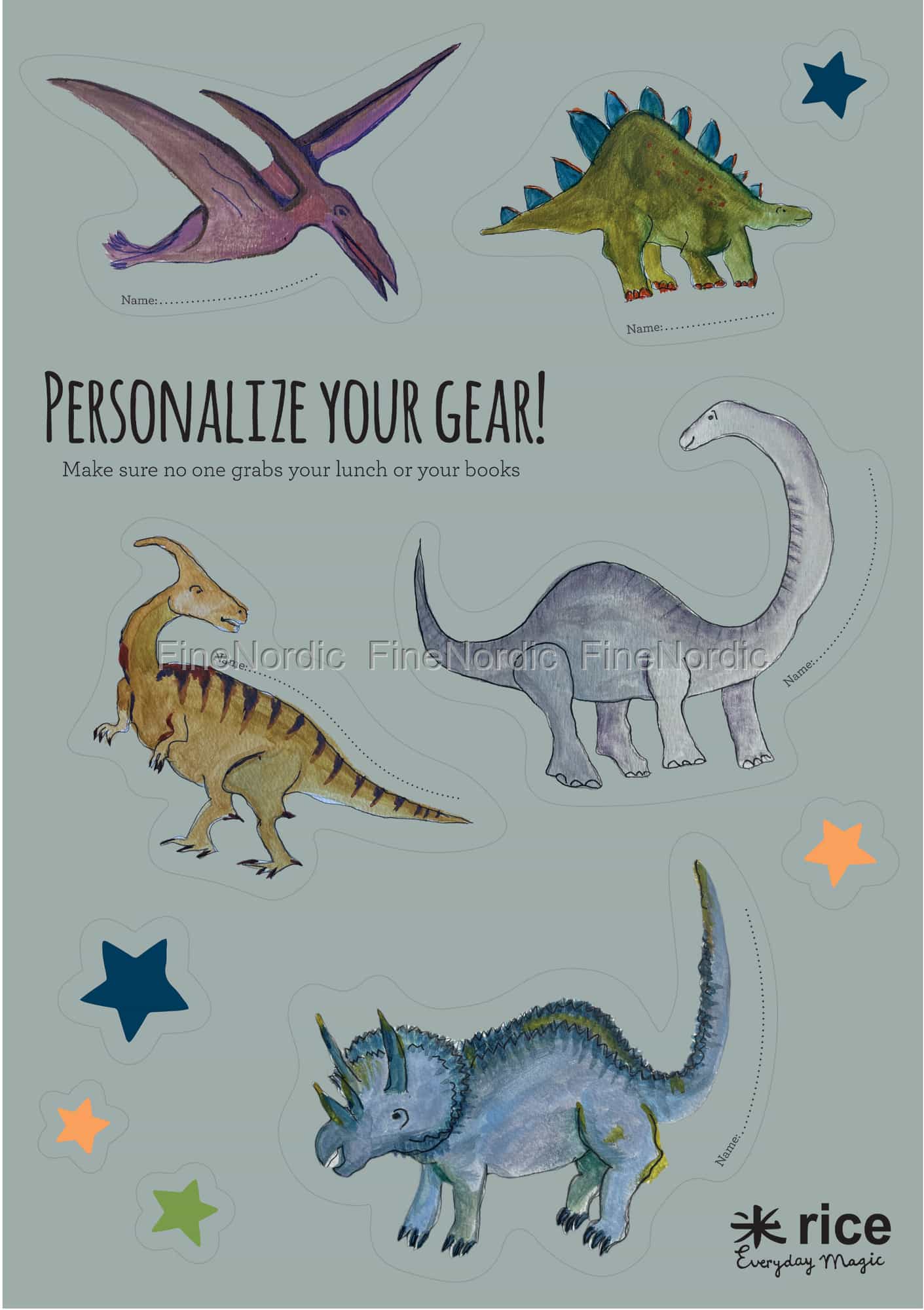 Rice Stickers to Personalize Your Lunchbox - Dinosaur Theme