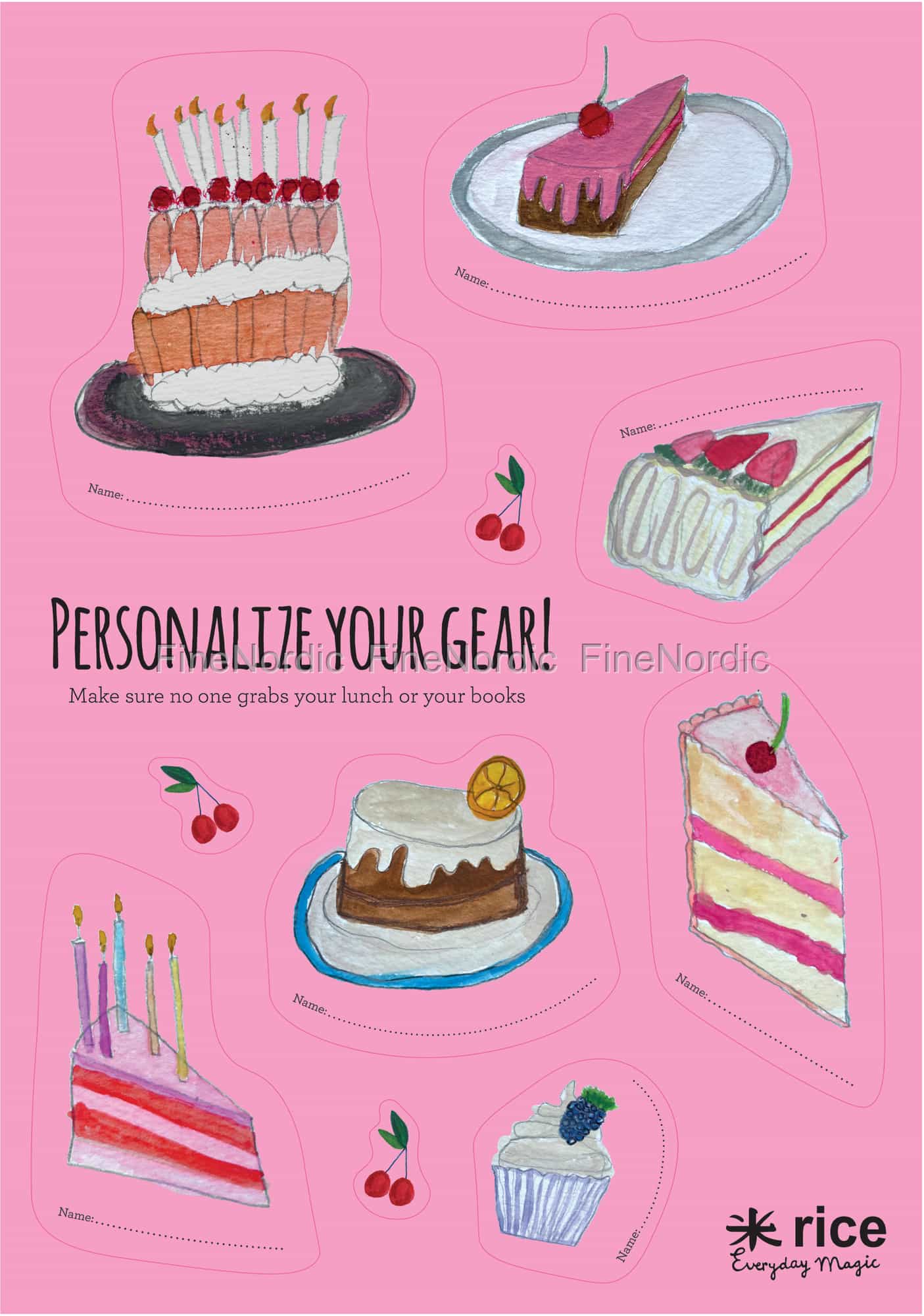 Rice Stickers to Personalize Your Lunchbox - Cake Theme