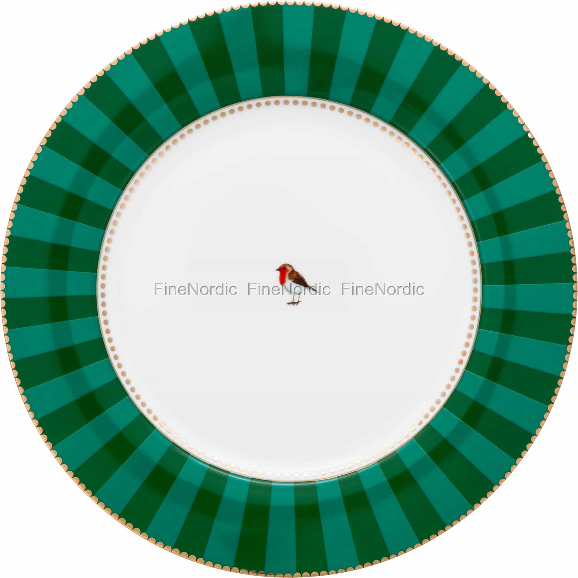 Pip Studio Dinner Plate Love Birds Stripes Emerald-Green 26.5 cm