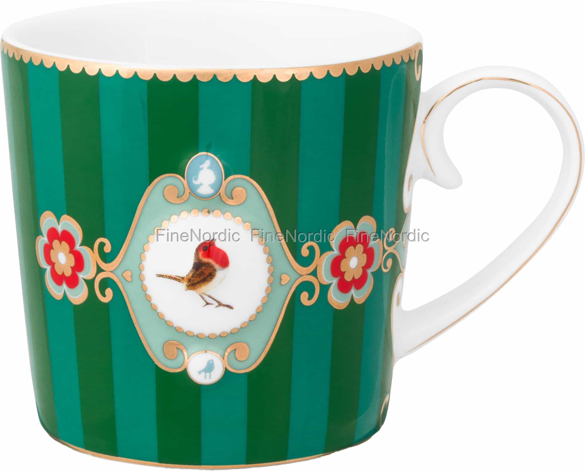 Pip Studio Mug Small Love Birds Medallion Stripes Emerald-Green