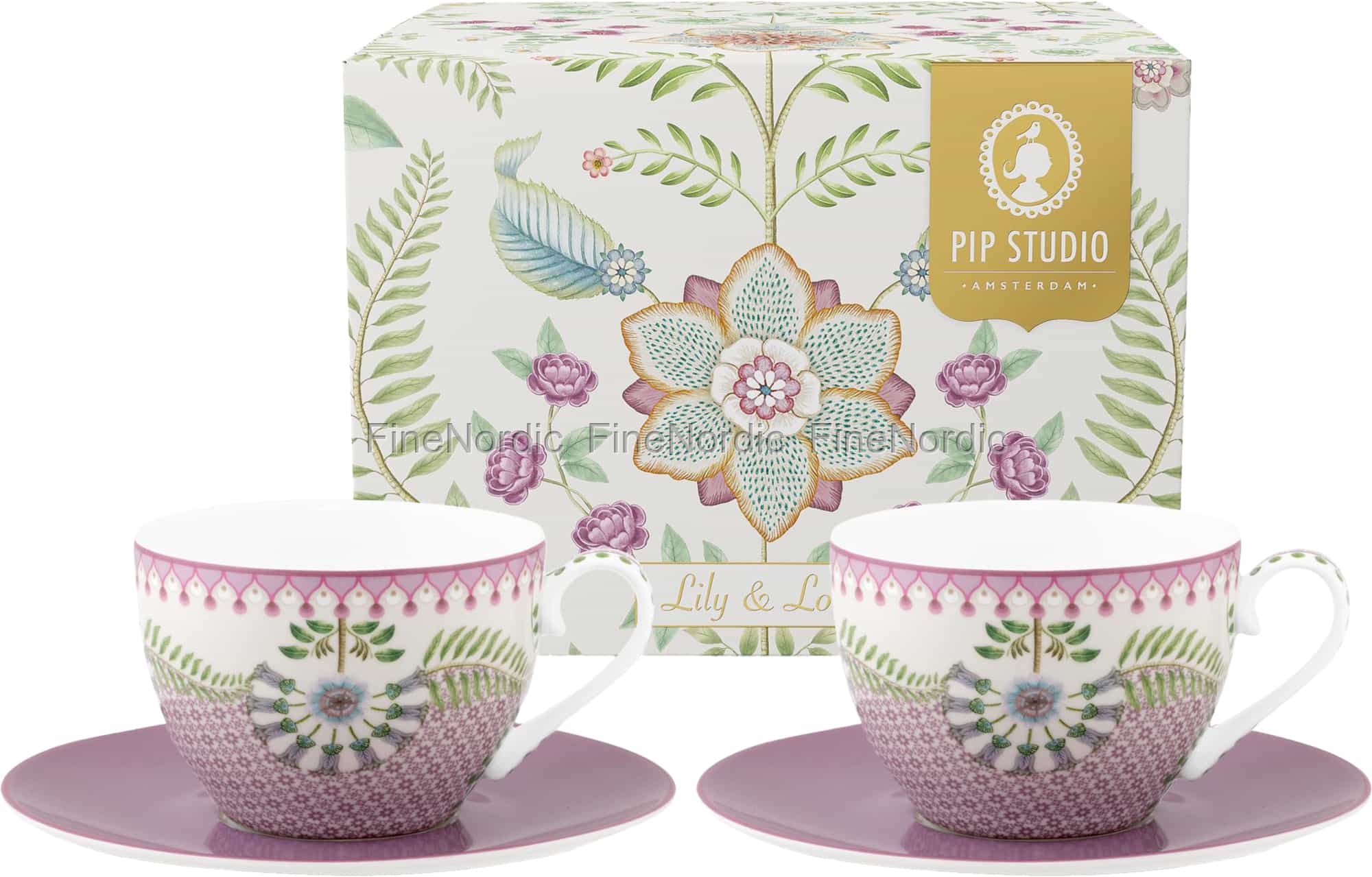 Pip Studio Cups & Saucers Lily & Lotus Set of 2 in Gift Box