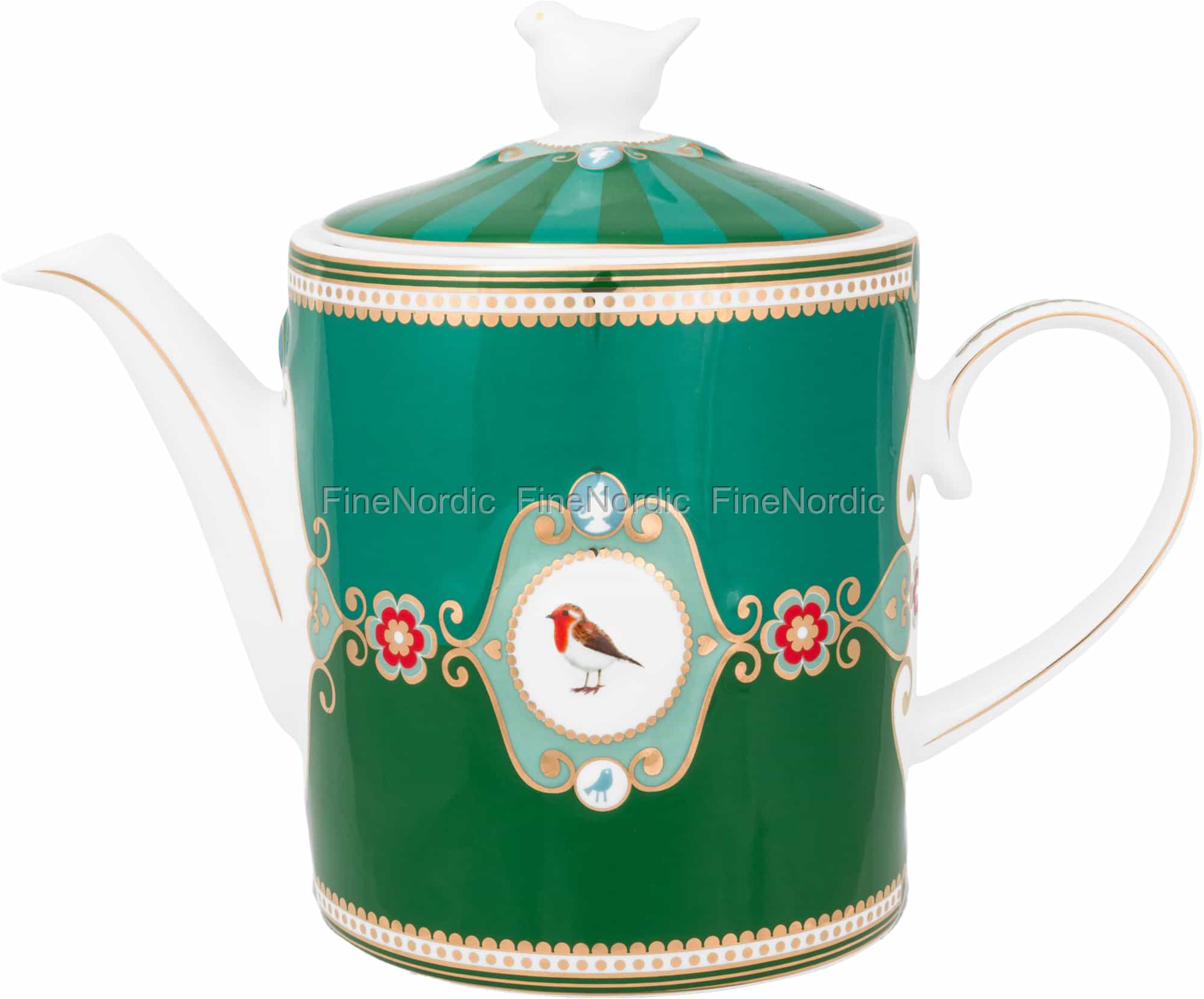 Pip Studio Teapot Love Birds Medallion Emerald-Green 1.3 Liter