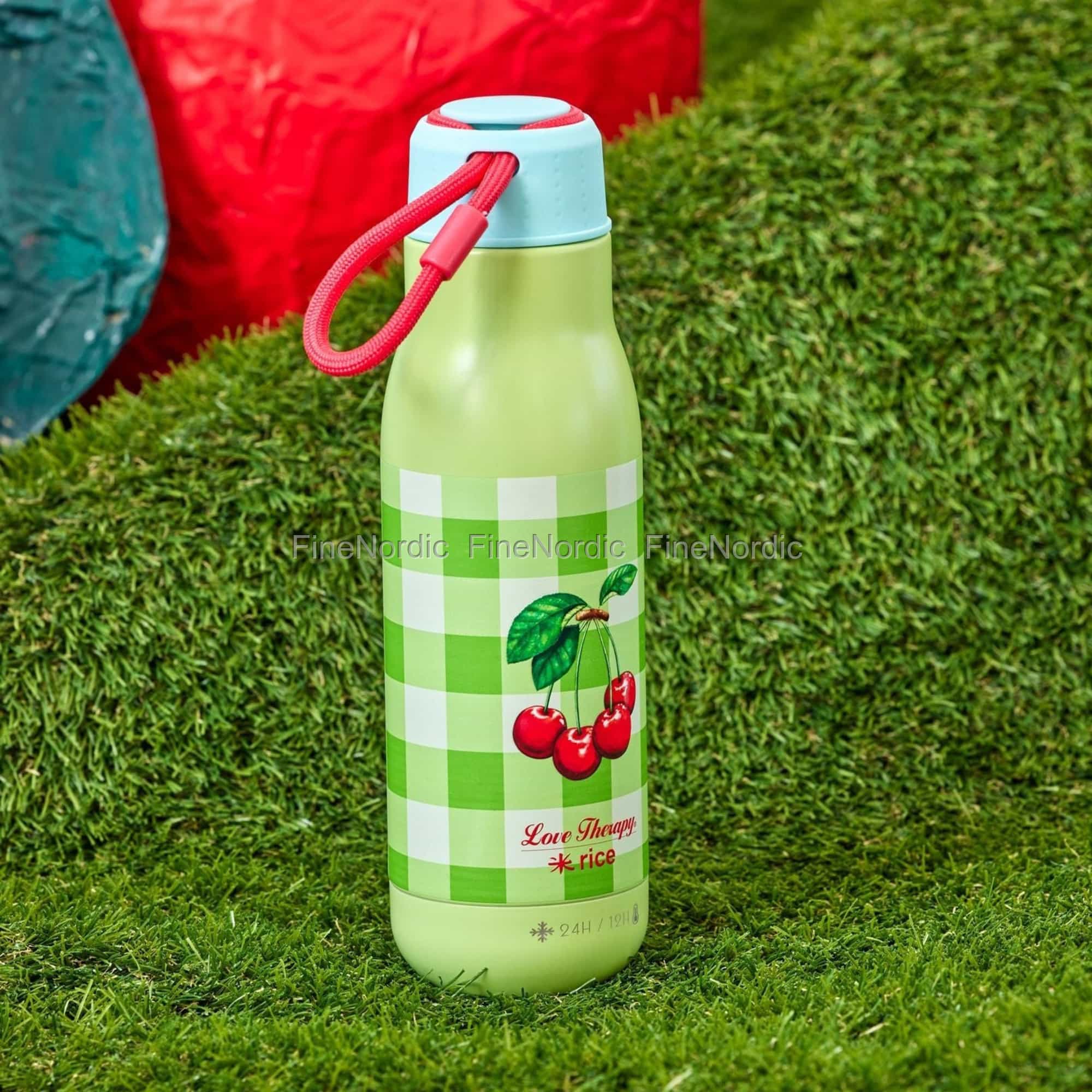 Rice Stainless Steel Thermos Bottle - Green - "Love Therapy Cherry ...