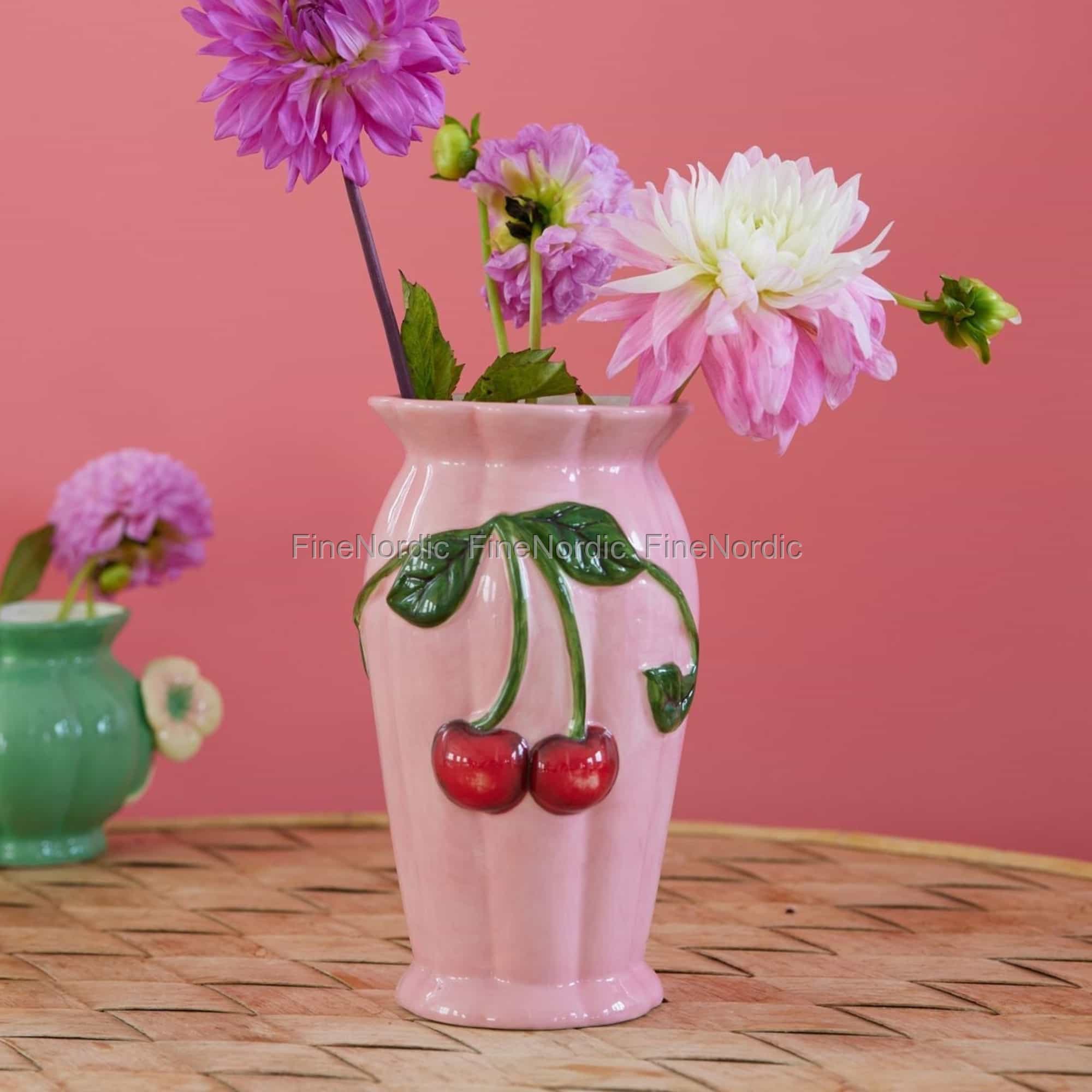 Rice Ceramic Vase - Cherry Sculpture - Pink