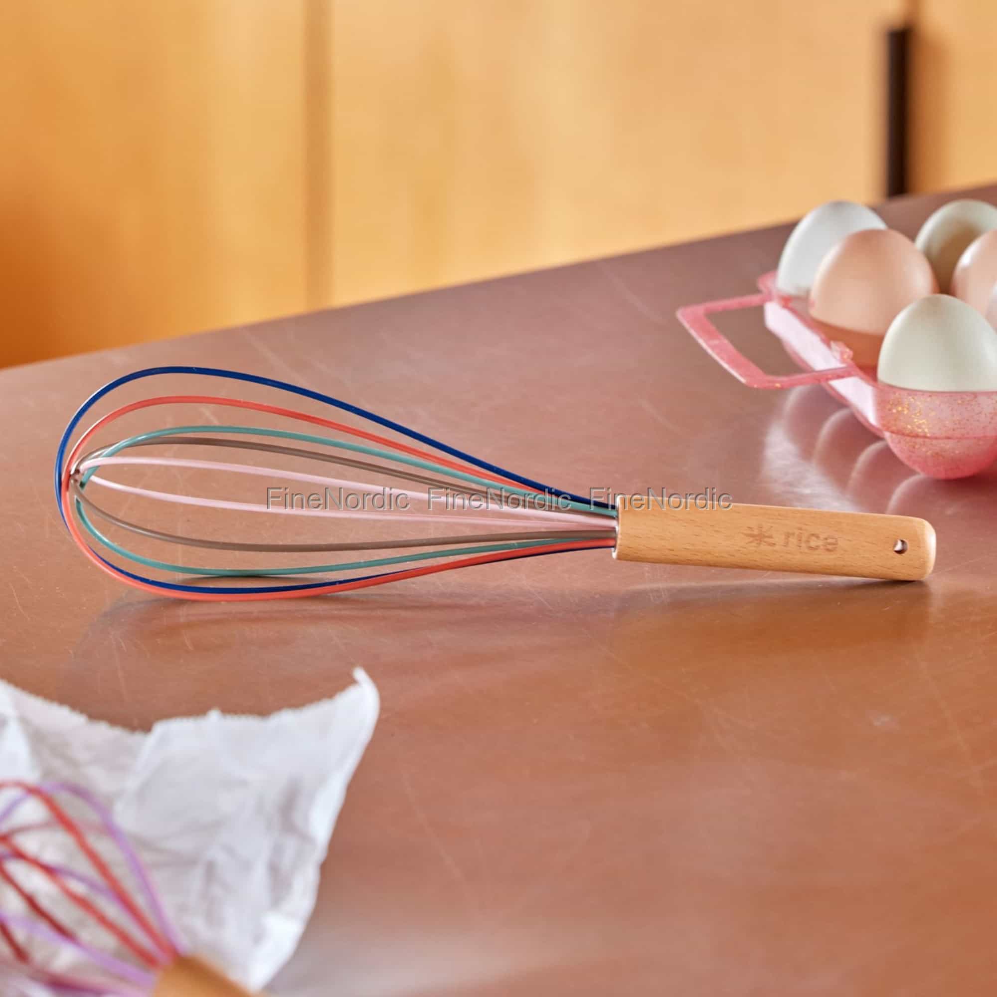 Rice Silicone Whisk - Wooden Handle - "A New York Minute" - Medium