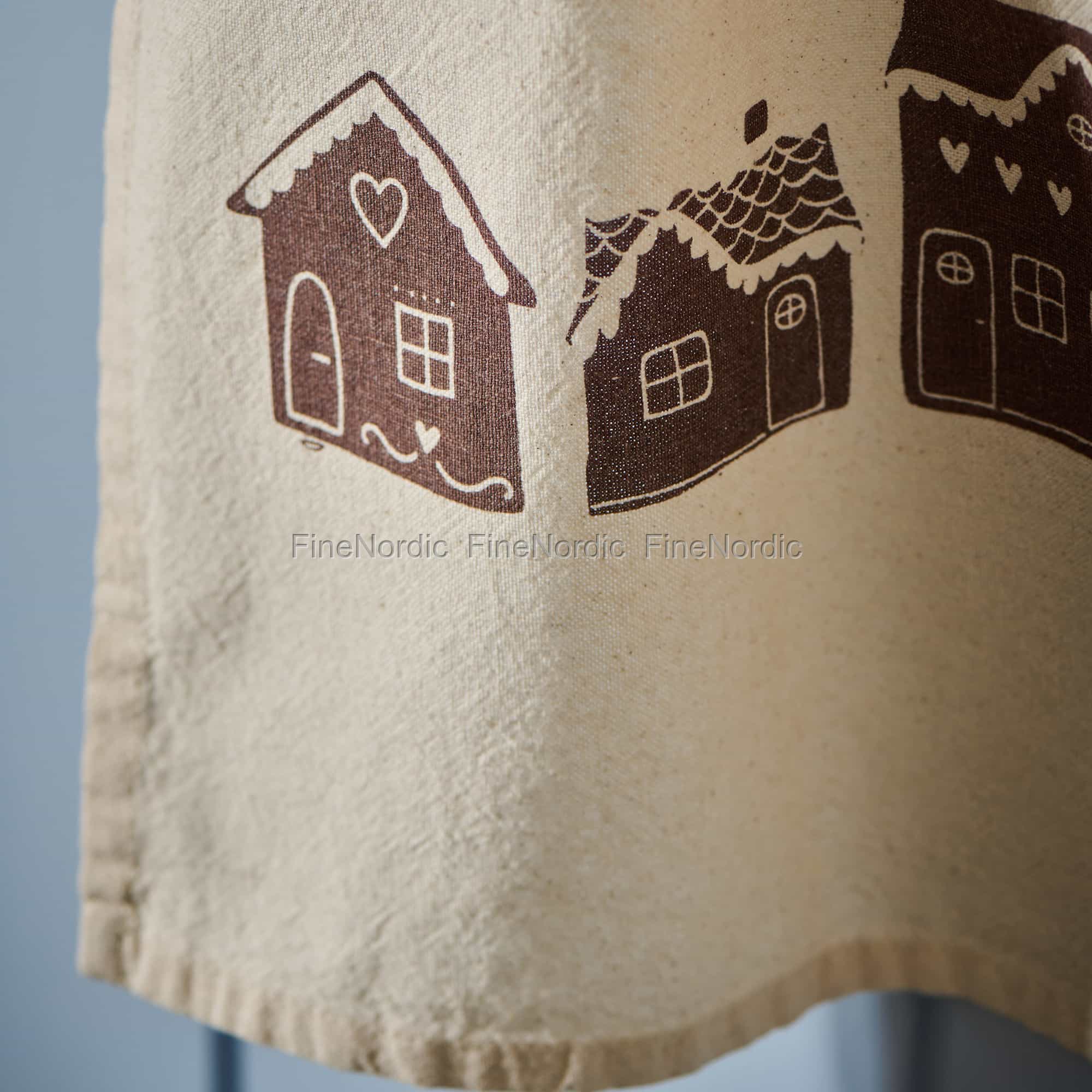 Ib Laursen Tea Towel Sigurd Natural with Brown Houses
