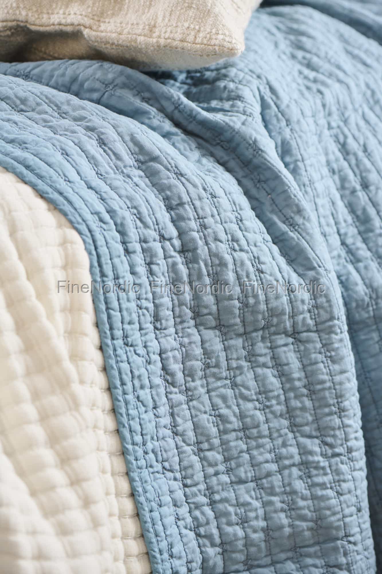 Ib Laursen Quilt Blue with Cross-Stitches 130 x 180 cm