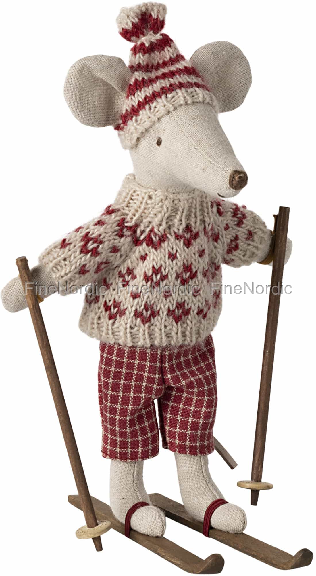 Maileg Winter Mouse with Ski Set Mum - Red