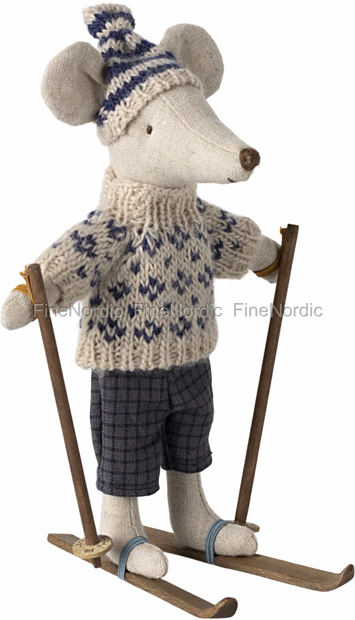 Maileg Winter Mouse with Ski Set Dad - Blue