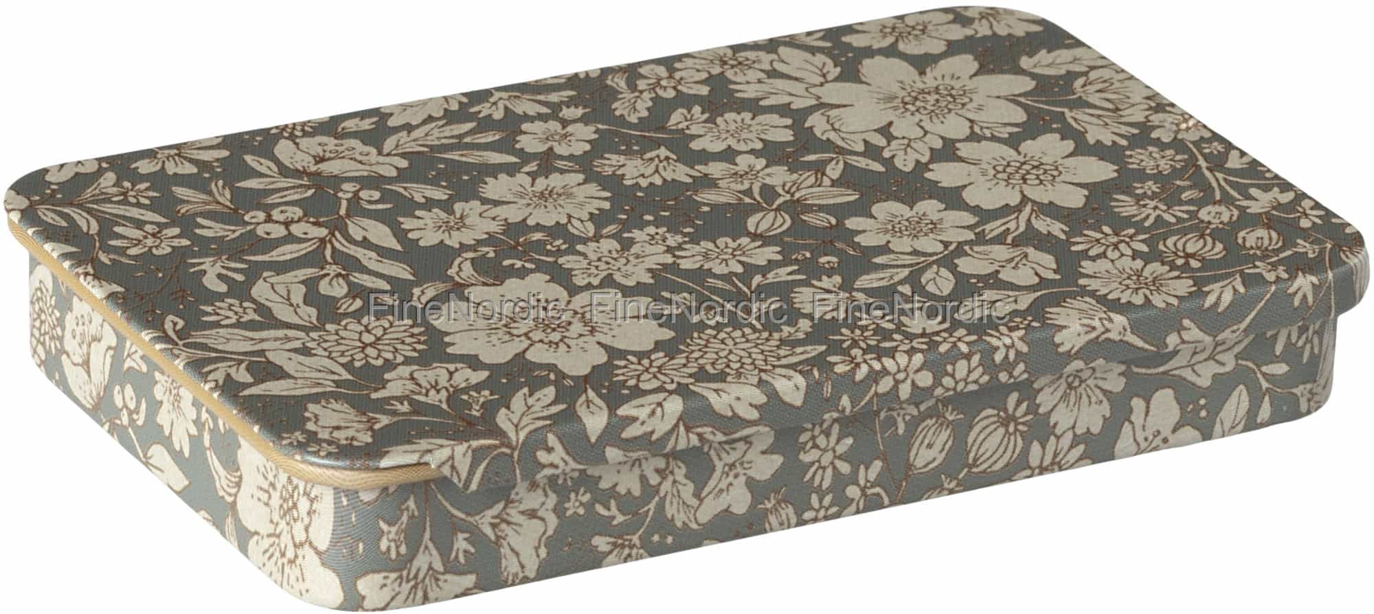 Maileg Metal Box with Sliding Lid Blossom - Blue