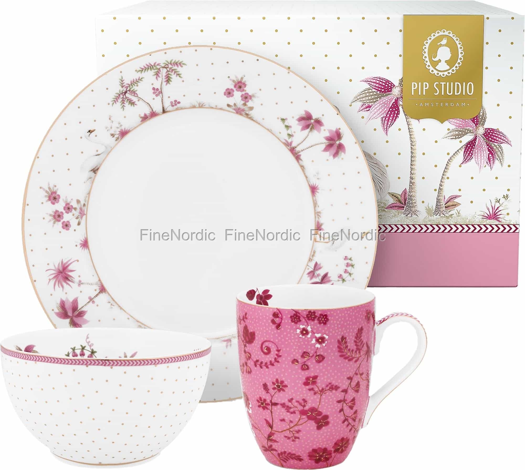 Pip Studio Breakfast Set Jolie Pink Set of 3 in Gift Box