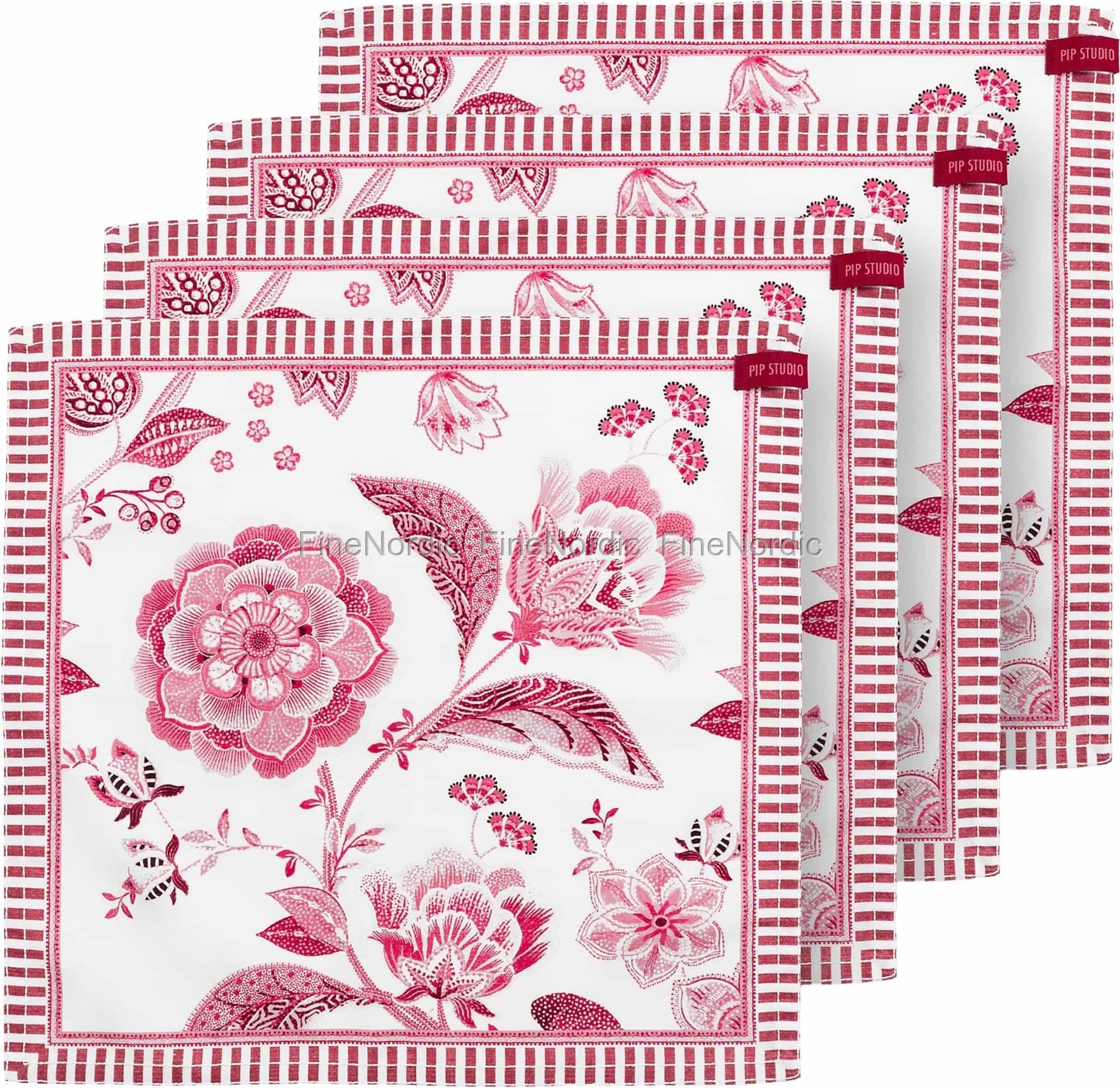 Pip Studio cloth napkins Royal Regal Flower Red Set of 4