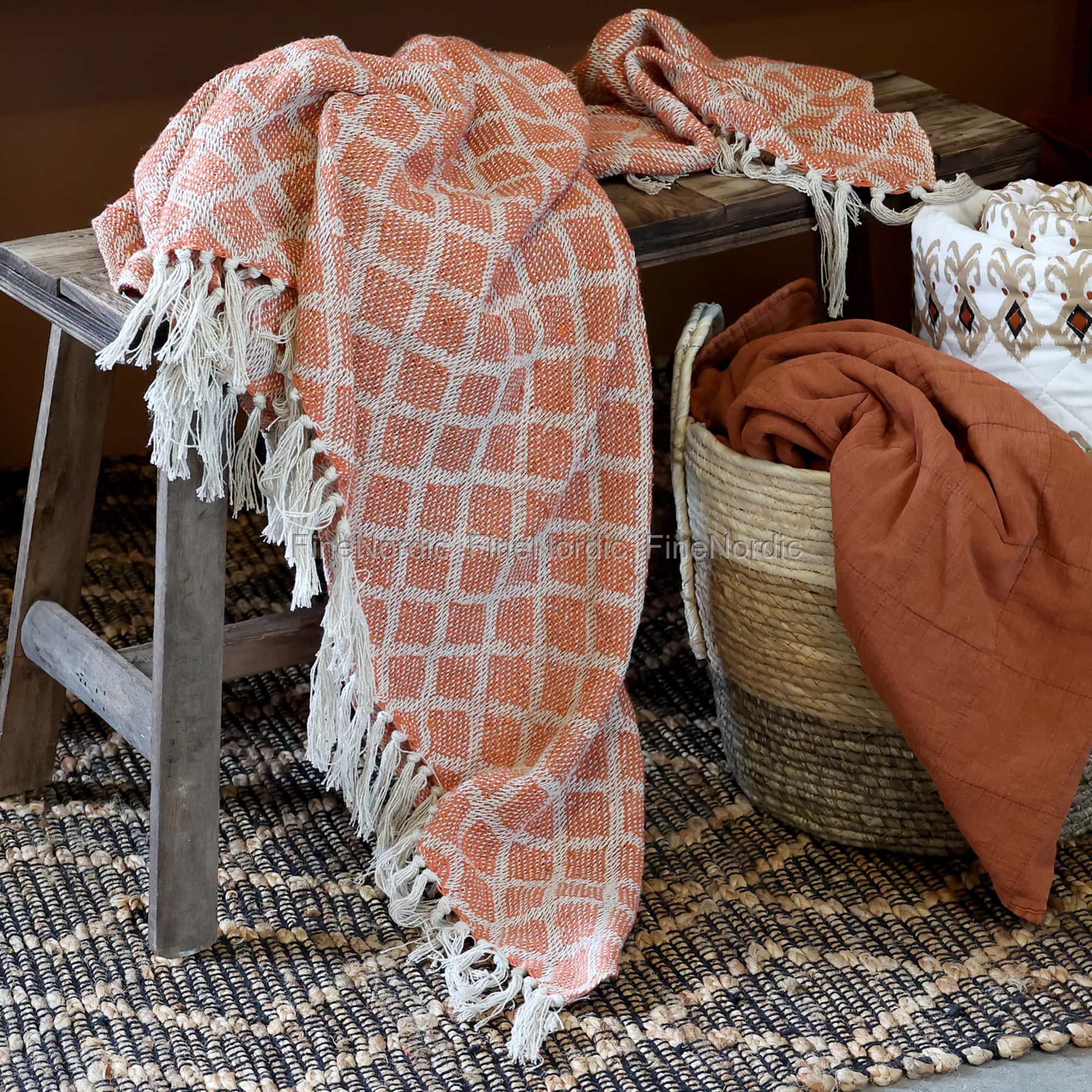 Chic Antique Aix Throw of Surplus Yarn Terracotta 130 x 150 cm