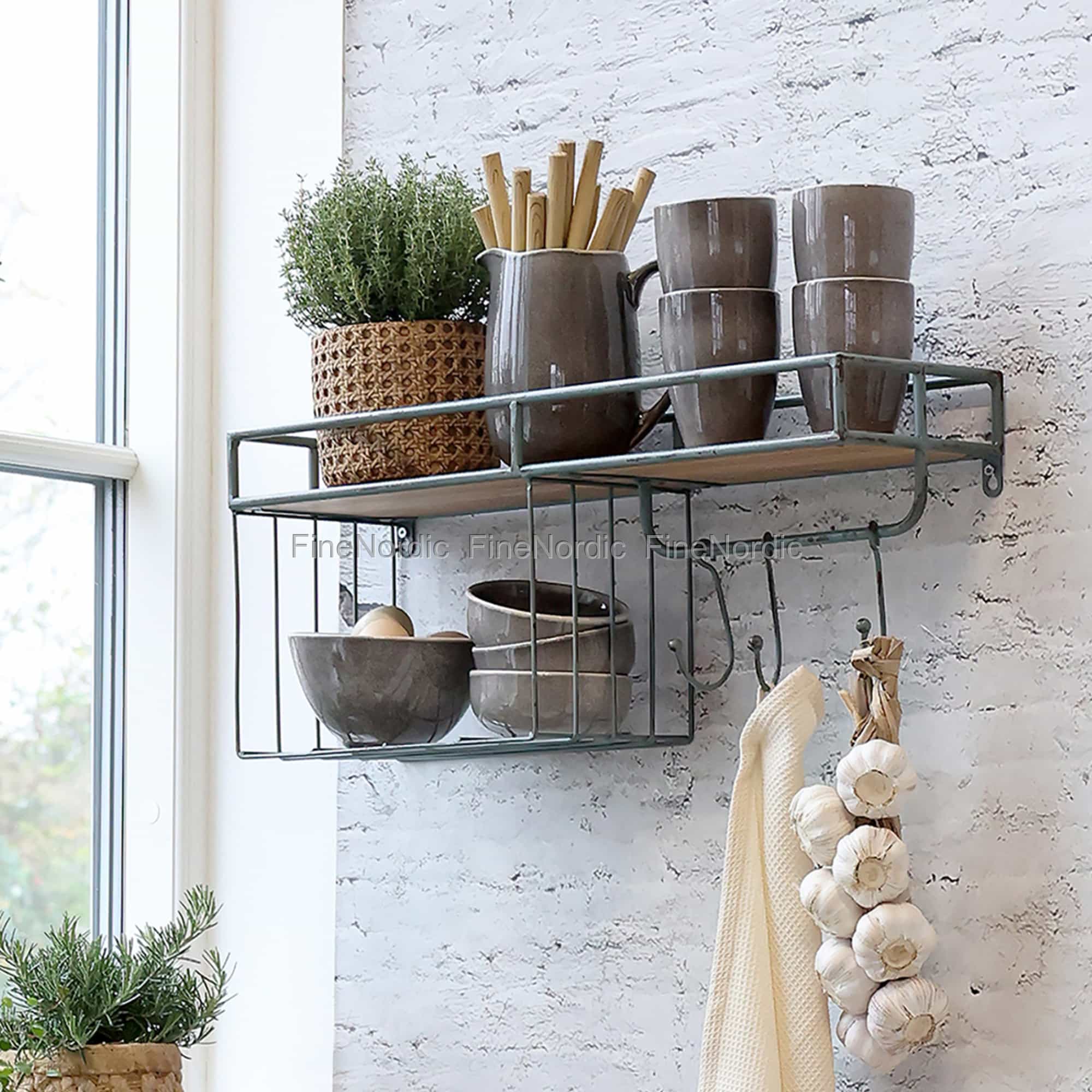 Chic Antique Shelf with Hooks Opal