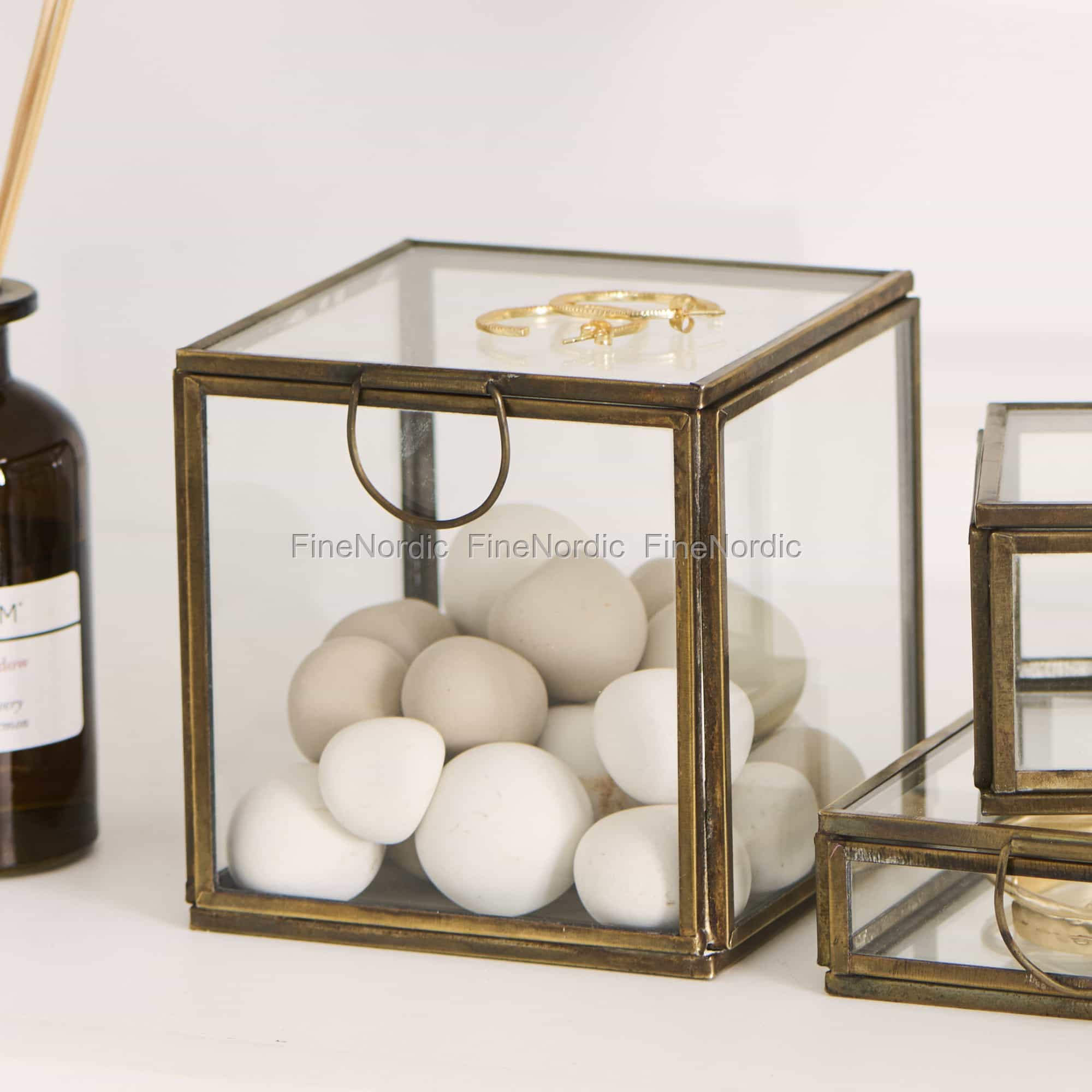 Ib Laursen Glass Box with Lid Brass