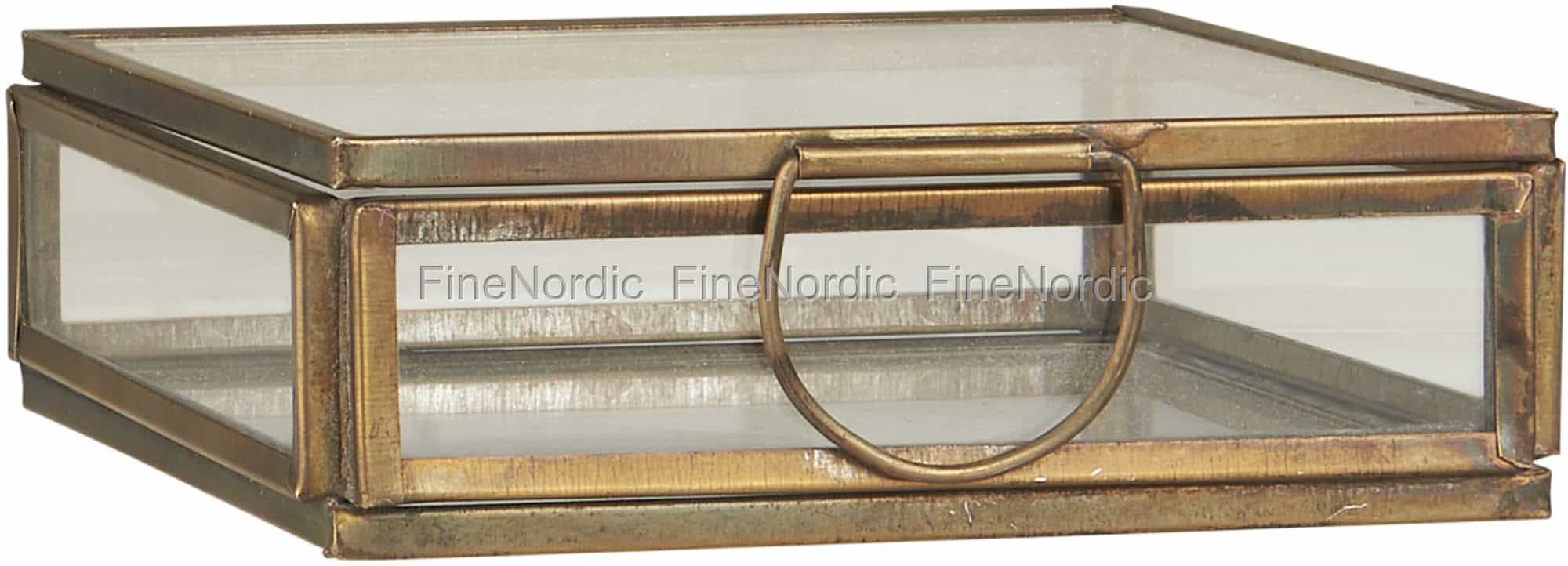 Ib Laursen Glass Box with Lid Low Model Brass