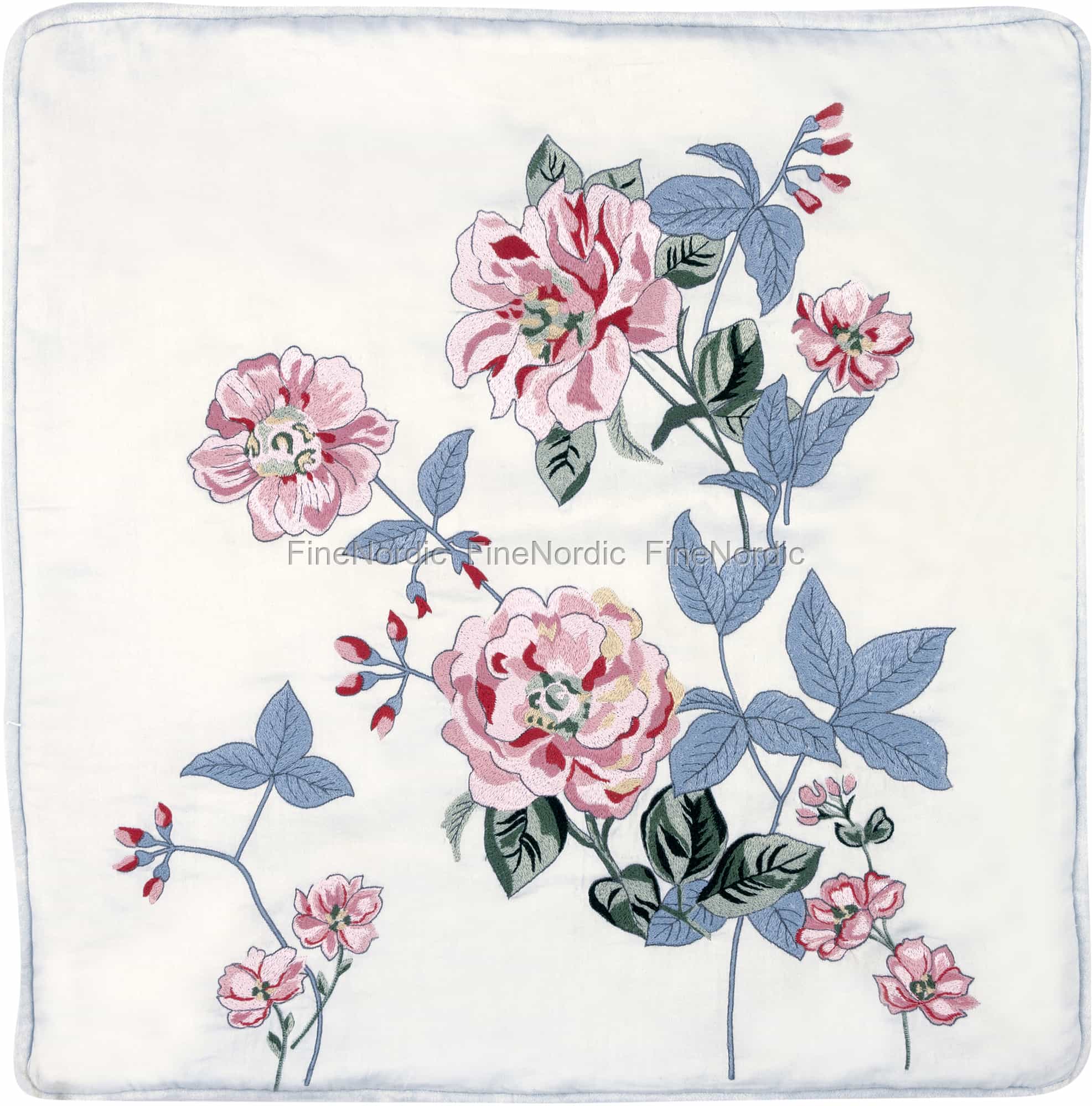 GreenGate Cushion Cover Portia Pale Blue with Embroidery 50 x 50 cm