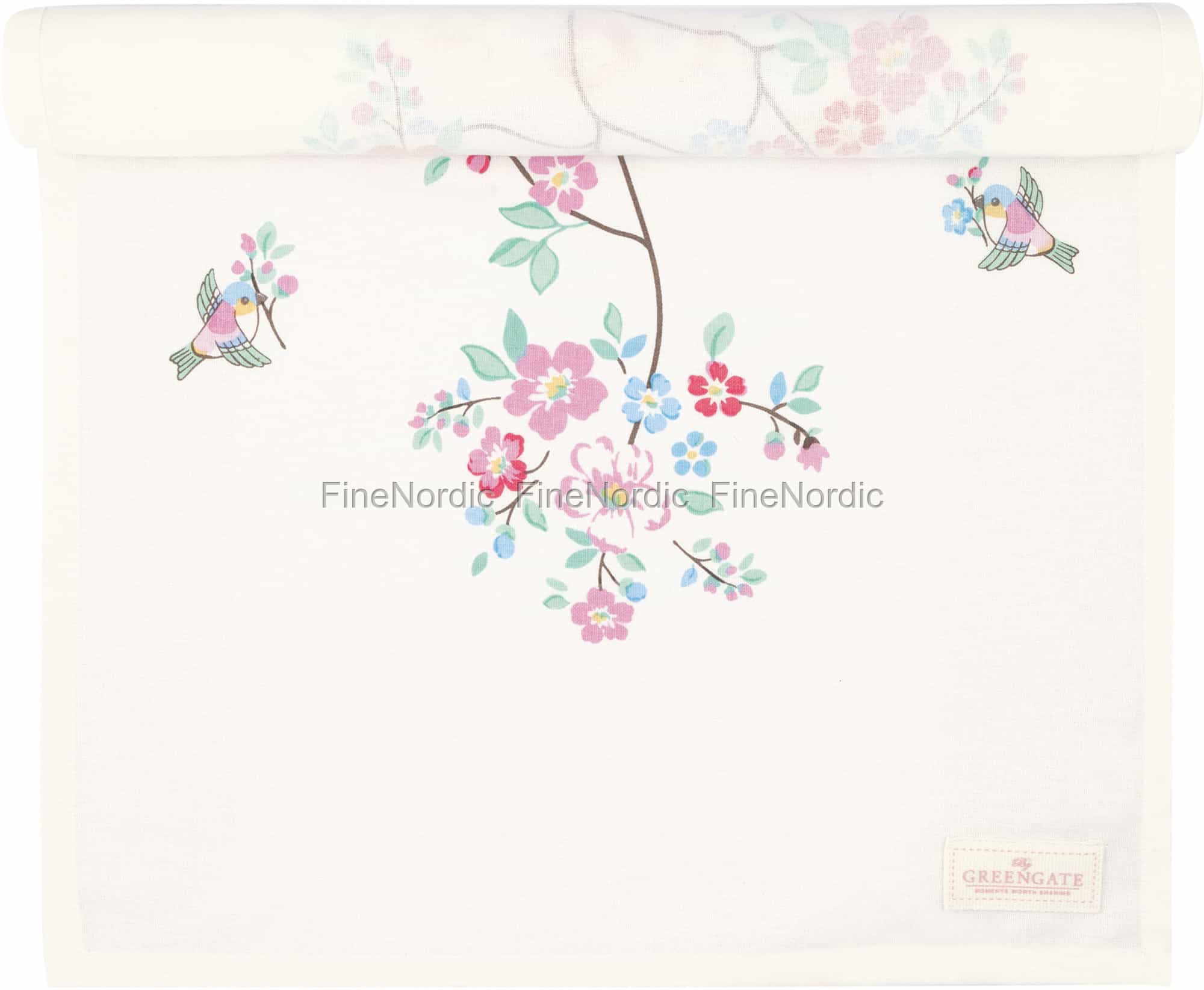 GreenGate Table Runner Piece Printed Desdemona White 45 x 140 cm